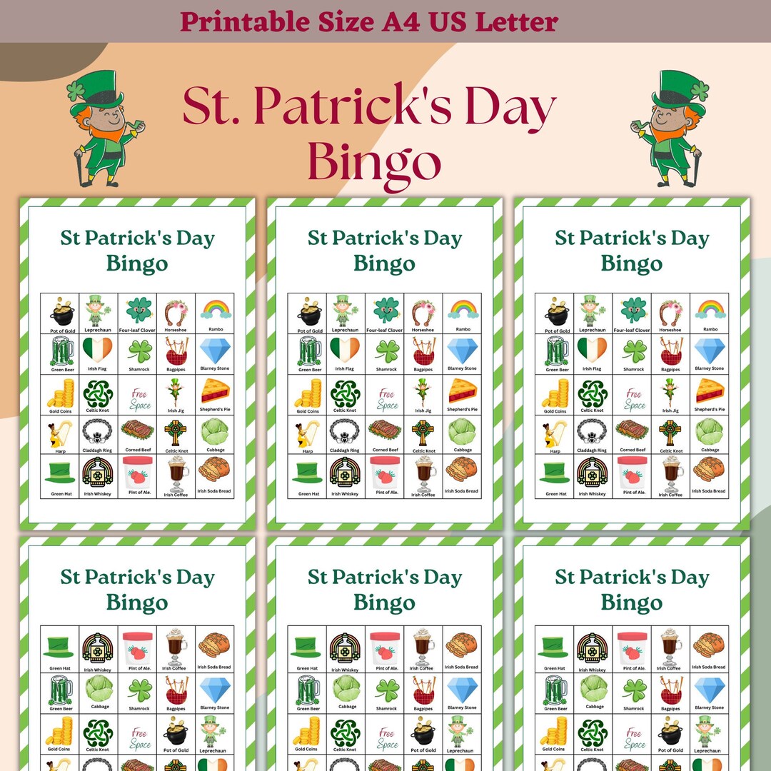 St. Patrick's Day Bingo Printable Game - Fun Irish Themed Party ...