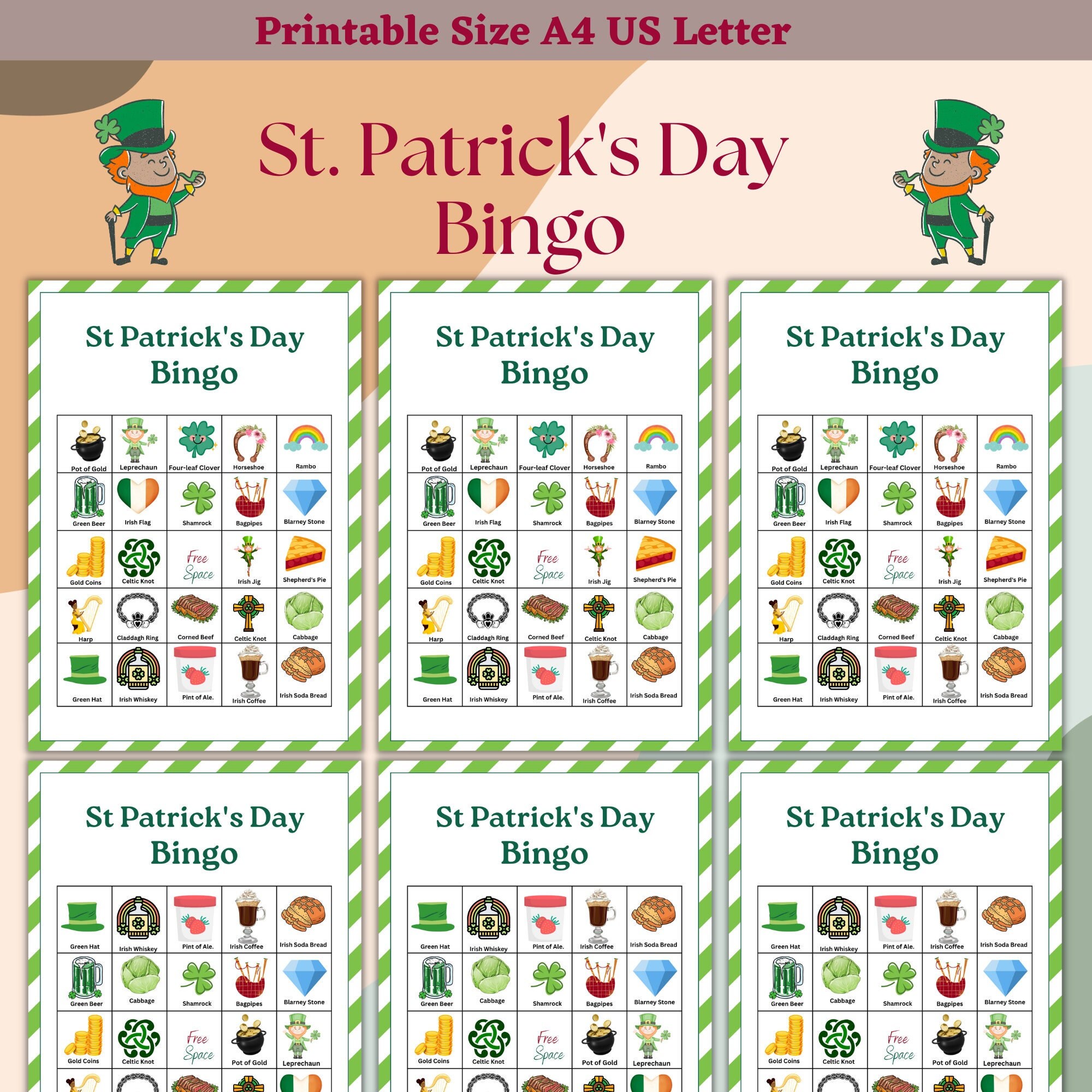 St. Patrick's Day Bingo Printable Game - Fun Irish Themed Party ...