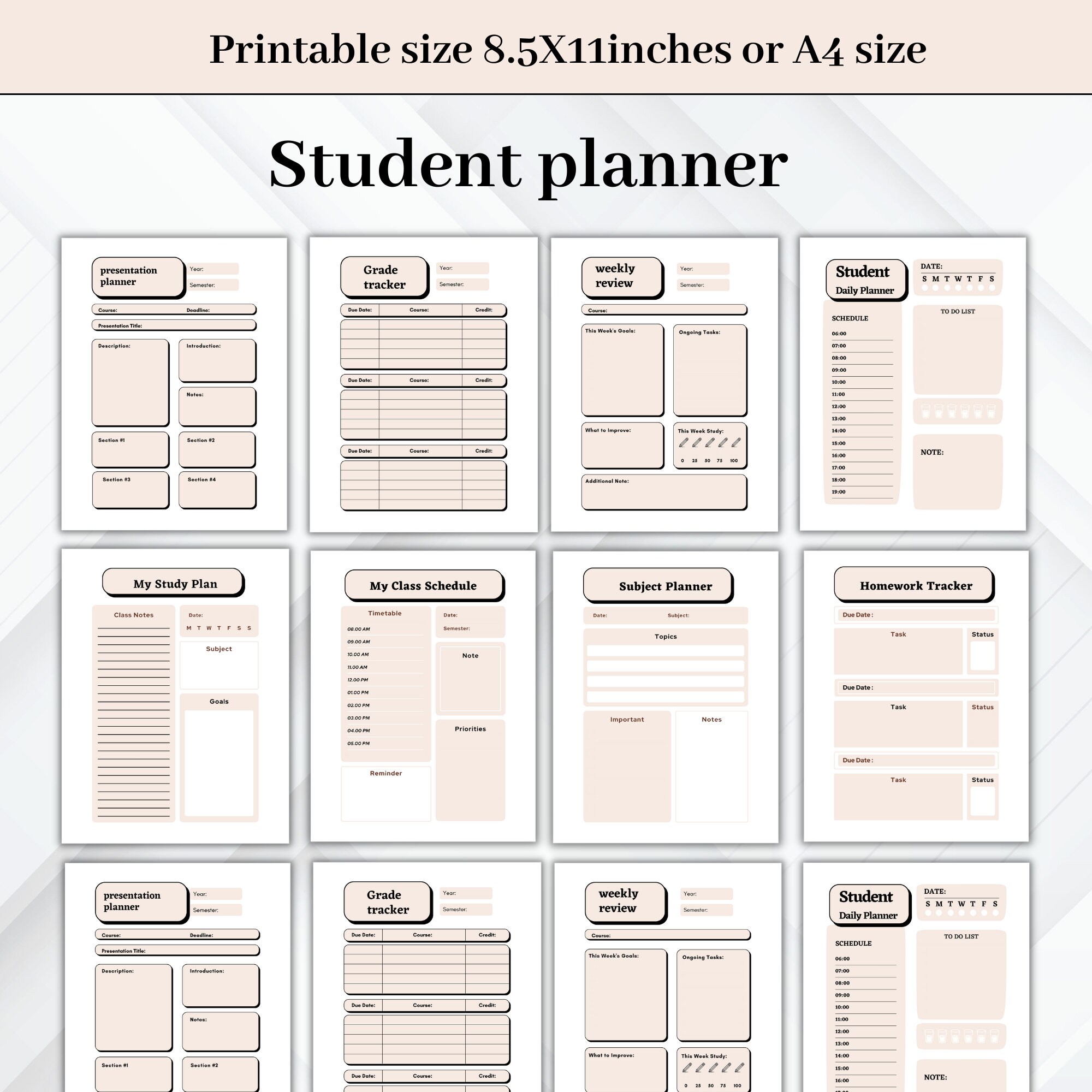 Printable Student Planner Student Digital Planner 2024 College Planner ...