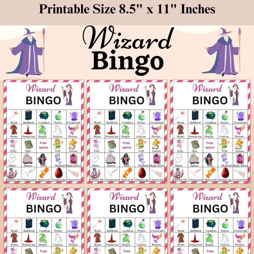 Wizard Bingo, Fun and Magical Game for All Ages, Wizard Game, Wizard ...