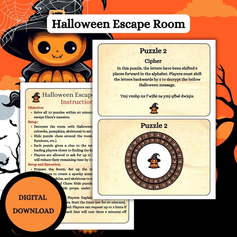 Halloween Escape Room Game | Interactive Printable Puzzles | Spooky ...