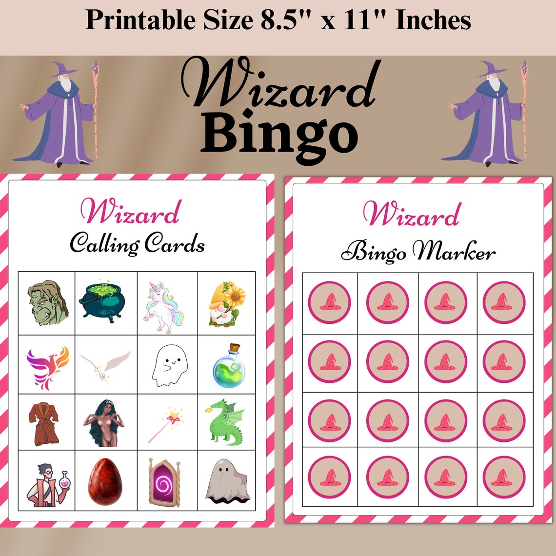 Wizard Bingo, Fun and Magical Game for All Ages, Wizard Game, Wizard ...