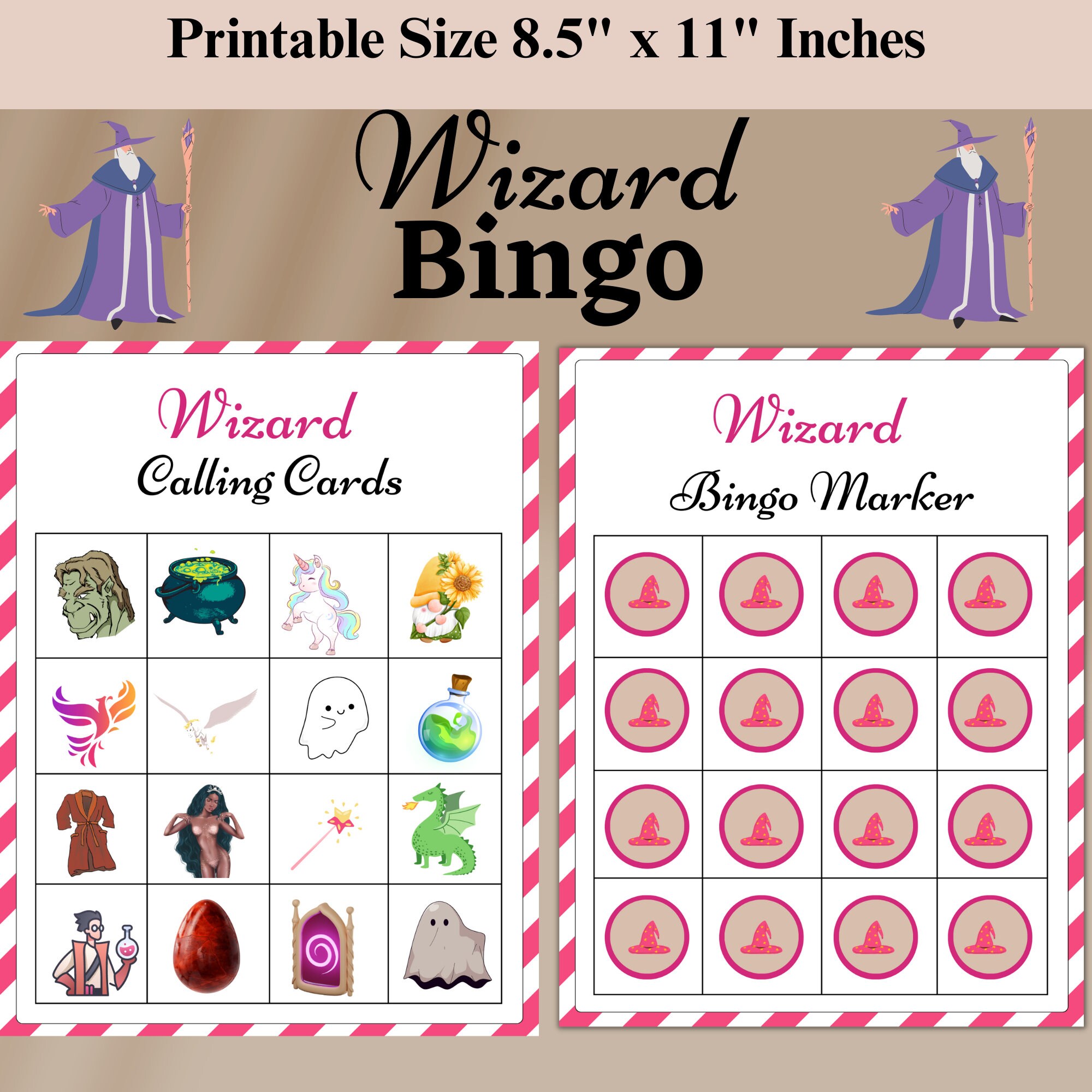 Wizard Bingo, Fun and Magical Game for All Ages, Wizard Game, Wizard ...