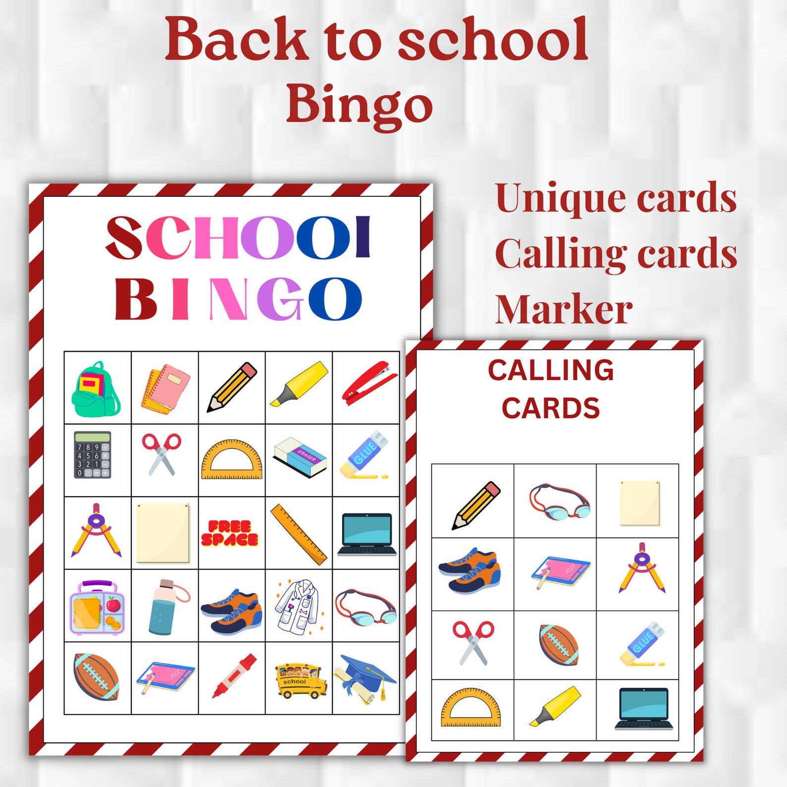 Back to School Game, School Bingo, Printable Bingo, | Back to School ...