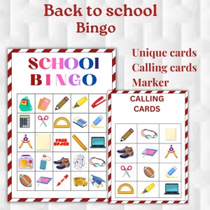 Back to School Game, School Bingo, Printable Bingo, | Back to School ...