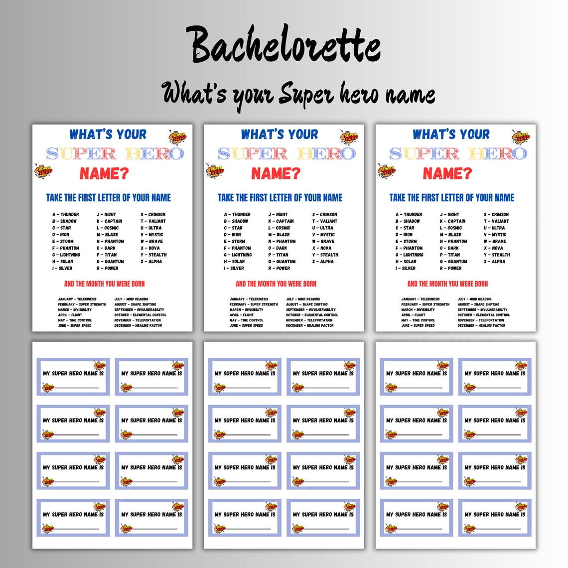 Whats Your Superhero Name Game Fun Party and Event Activity, Super Hero ...