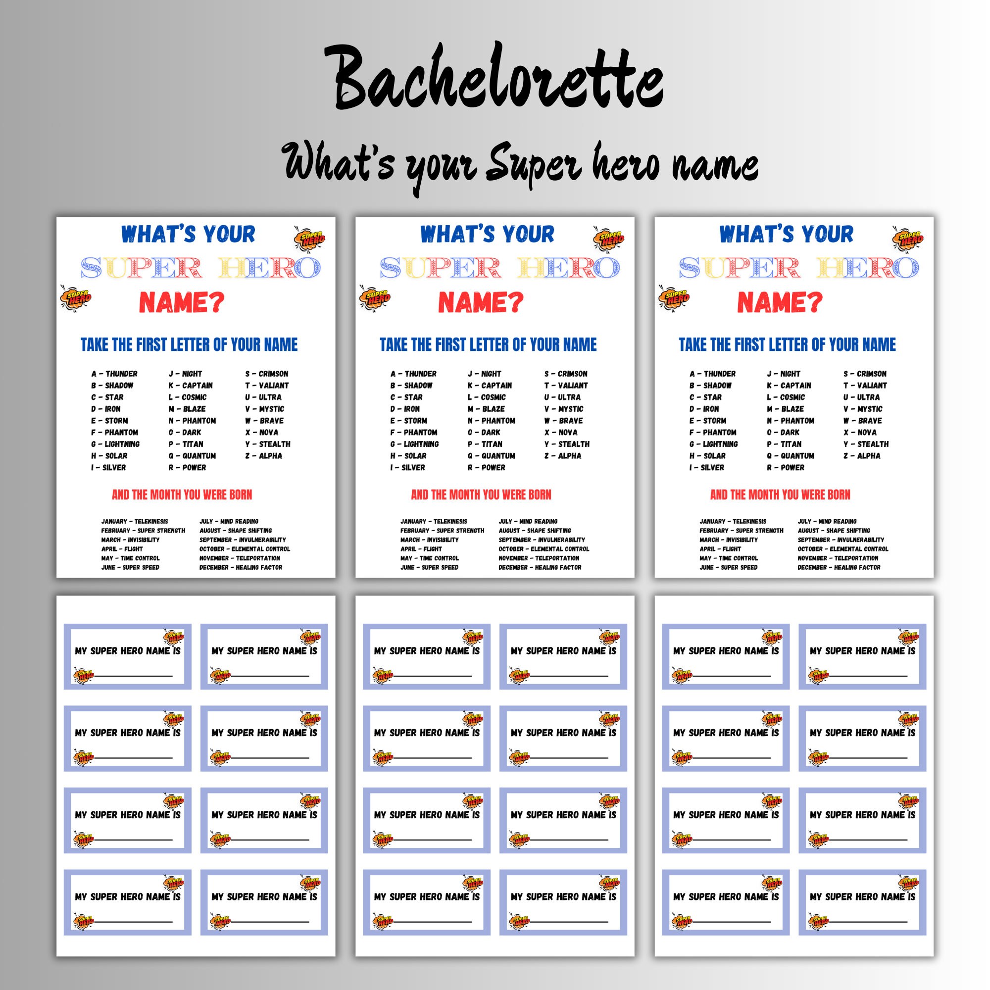 What’s Your Superhero Name Game - Fun Party and Event Activity, Super ...