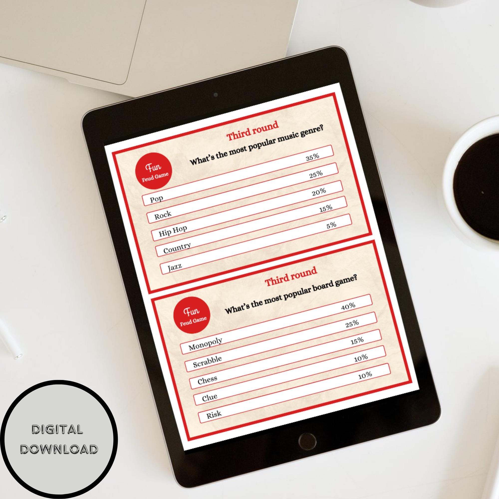 Printable Fun Feud Game | Family & Friends Party Game | Trivia Game ...