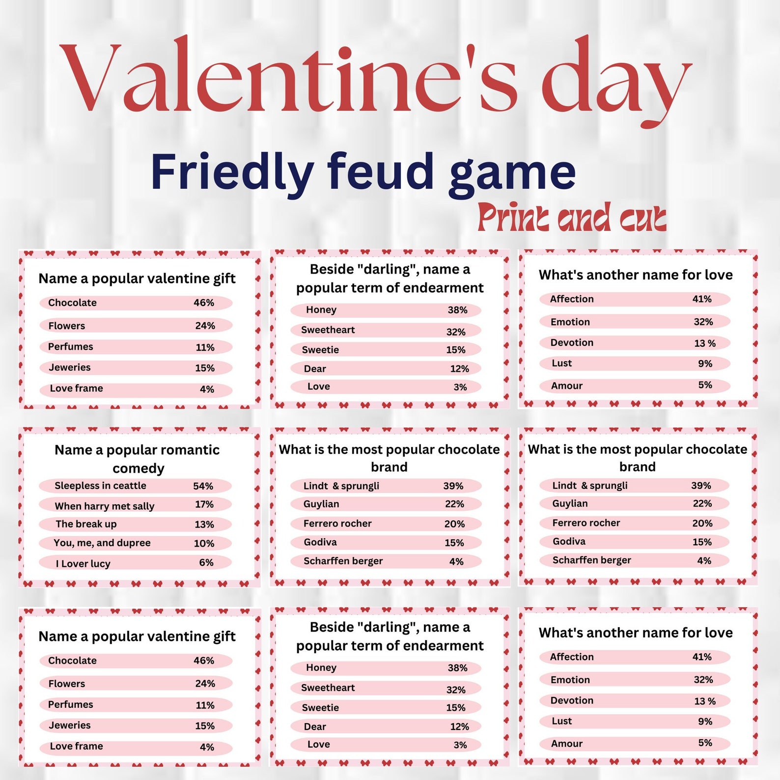 Valentine’s Day Feud Game | Couples Quiz Trivia Night | Family Feud ...