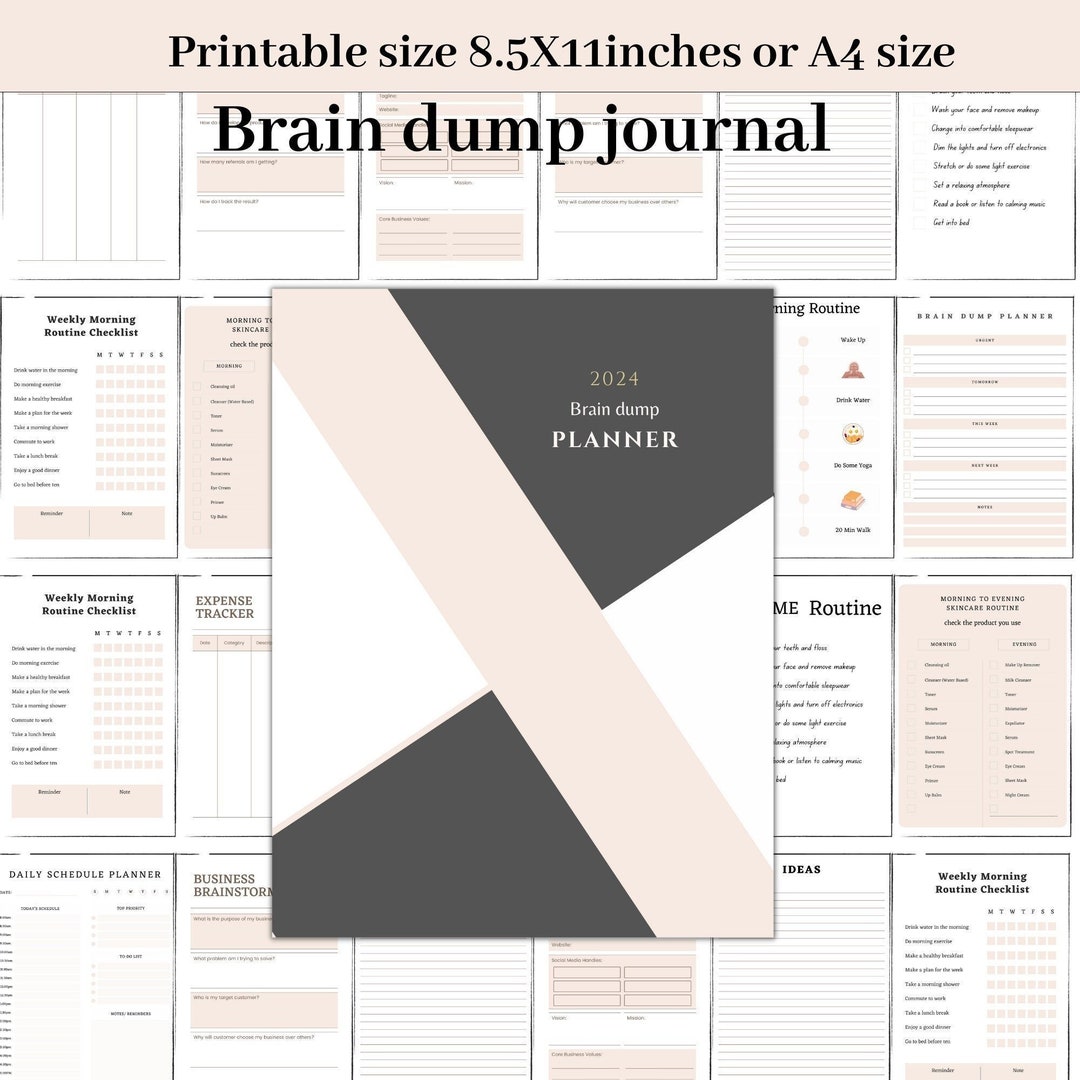 Printable Brain Dump Journal | Brain Dump Journal | A4, US Letter ...