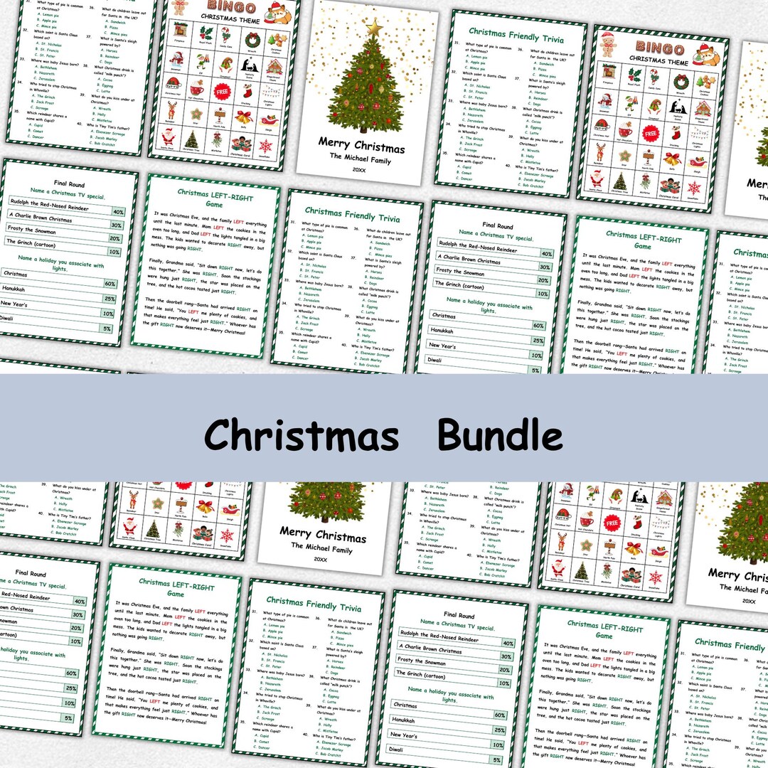 Printable Christmas Game Bundle | Holiday Party Pack (digital Download ...