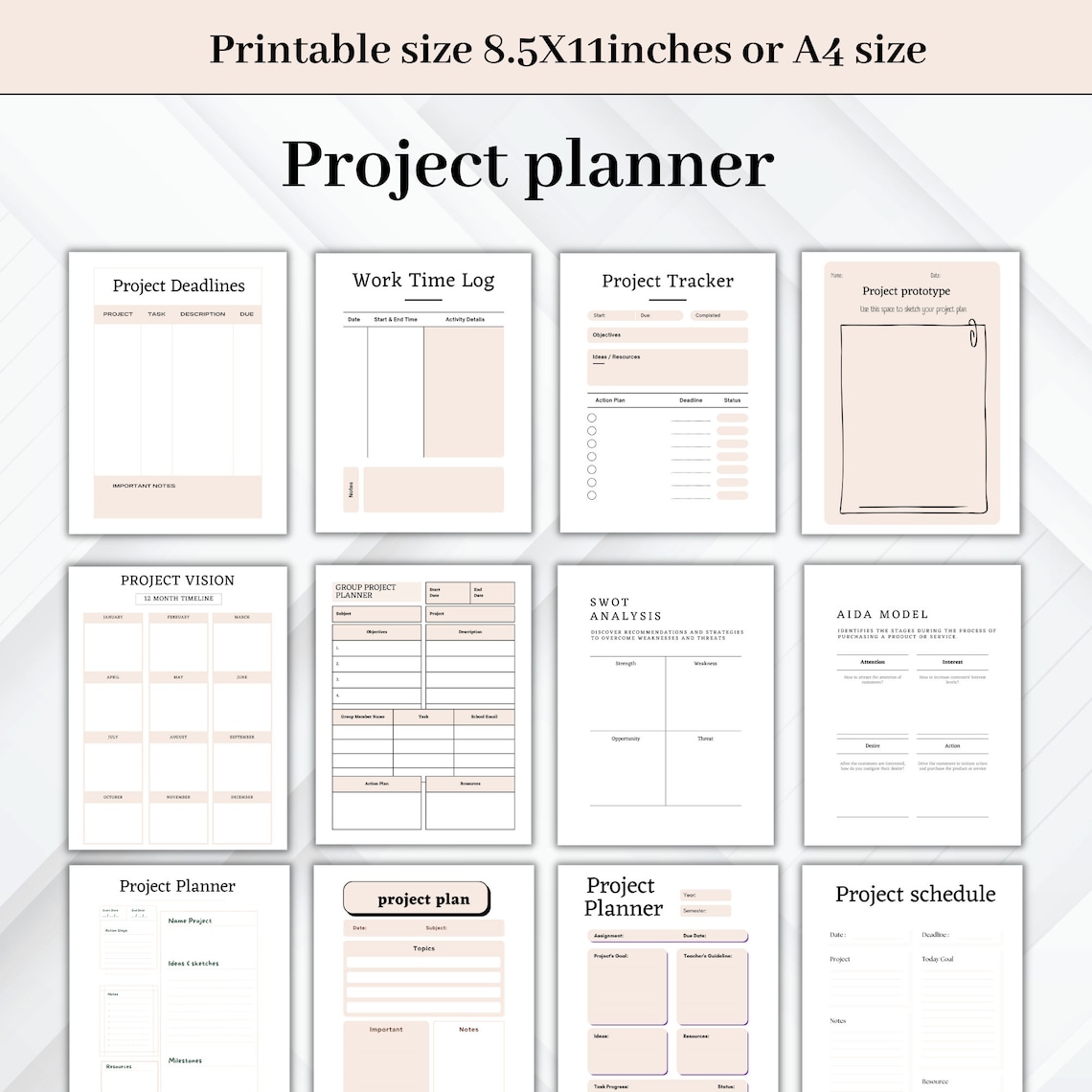 Printable Project Planner Organize and Execute Project Productivity ...