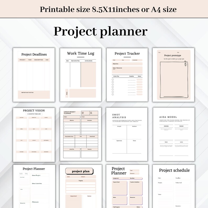 Printable Project Planner Organize and Execute Project Productivity ...
