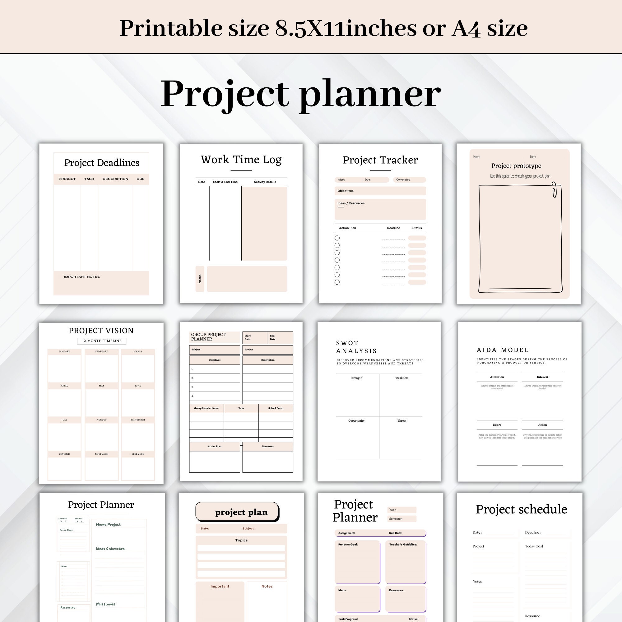 Printable Project Planner Organize and Execute Project Productivity ...