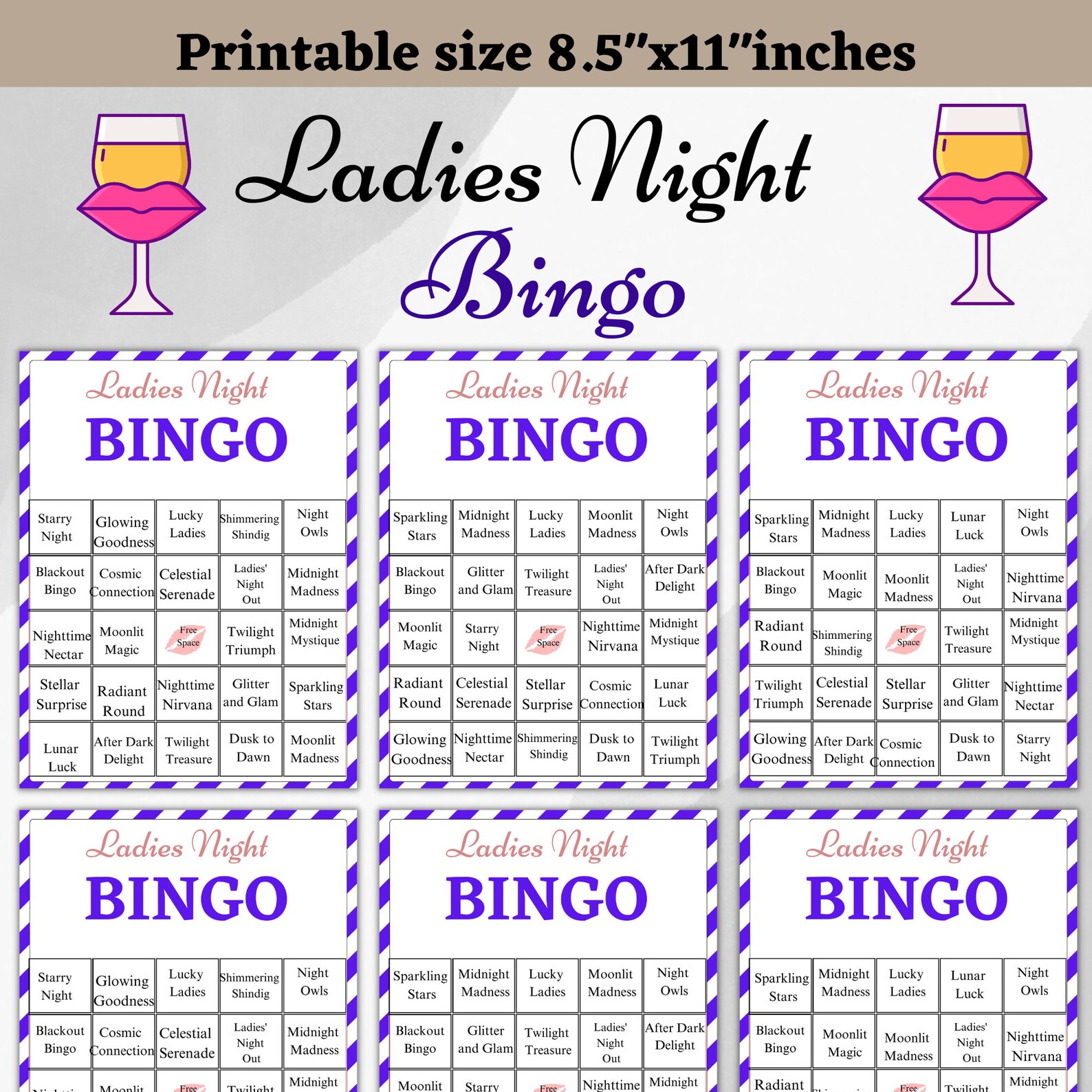 Ladies Night Bingo, Digital Game for a Fun Night In, Bingo Game, Ladies ...