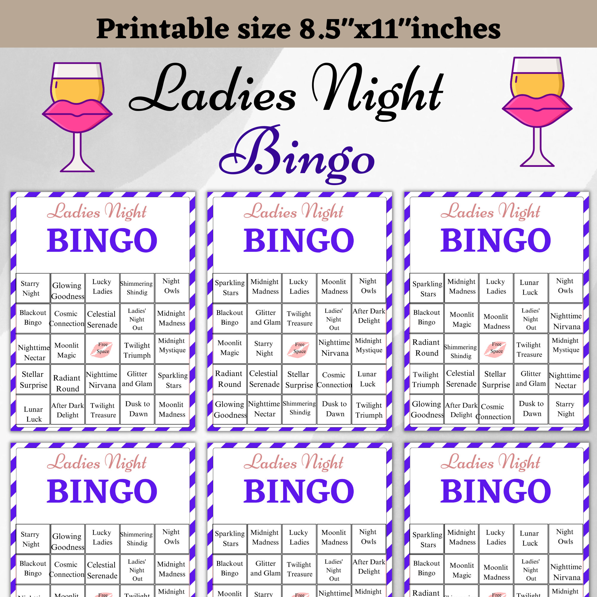 Ladies Night Bingo, Digital Game for a Fun Night In, Bingo Game, Ladies ...