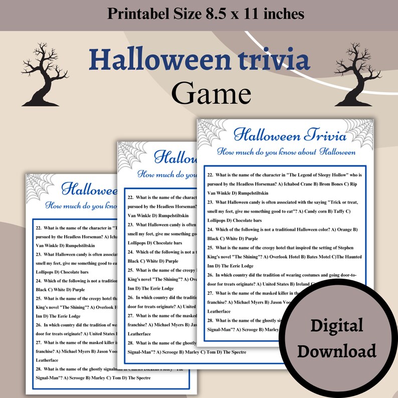 Spooky Halloween Trivia Game - Test Your Knowledge, Instant Download ...
