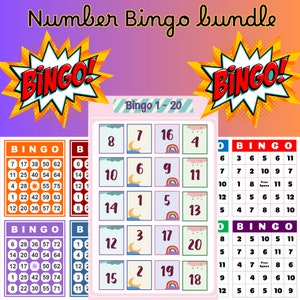 Number Bingo Game Bundle, Kids and Adults (PDF Download) - Etsy