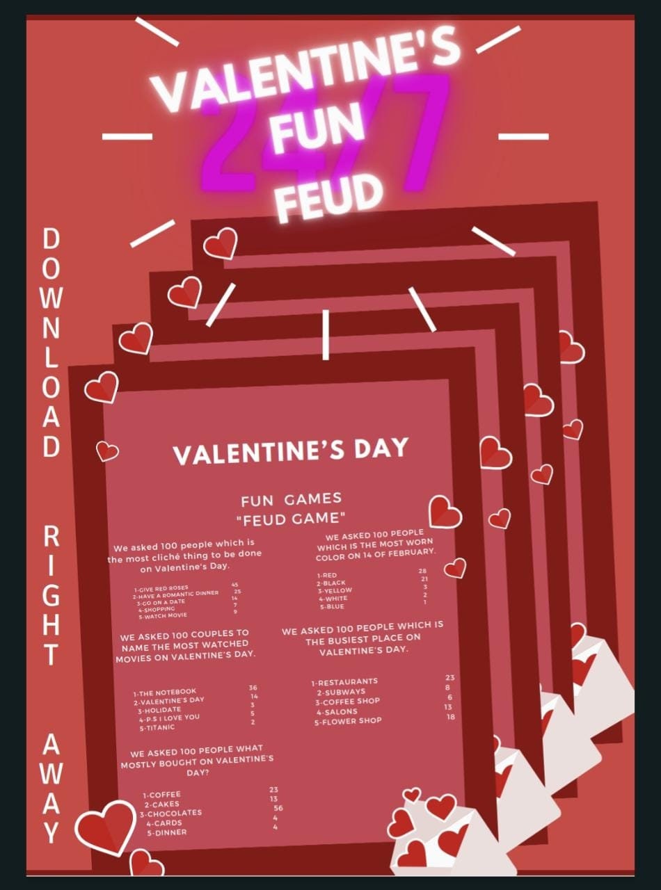 Valentines Day Friendly Feud Game, Family Feud Quiz, Valentine Family ...