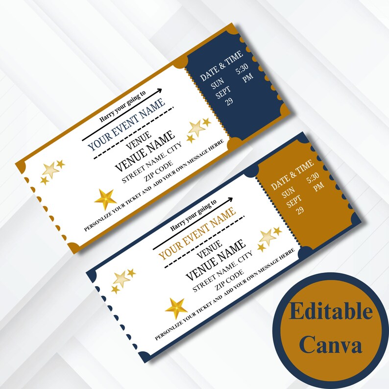 Event Ticket Template, EDITABLE DIY Event Printable, Surprise Getaway ...