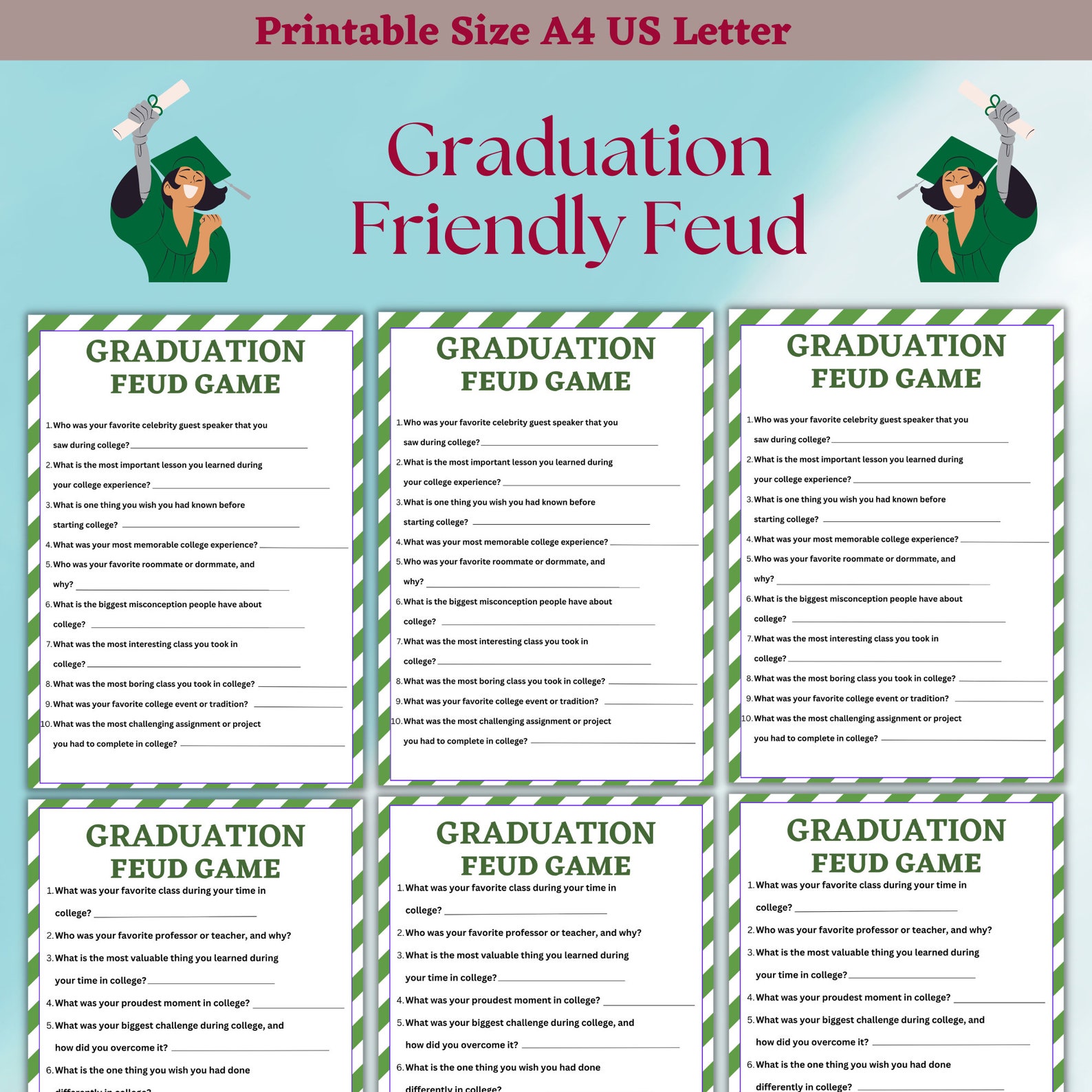 Graduation Feud Printable Game - Fun Graduation Party Activity | Fun ...