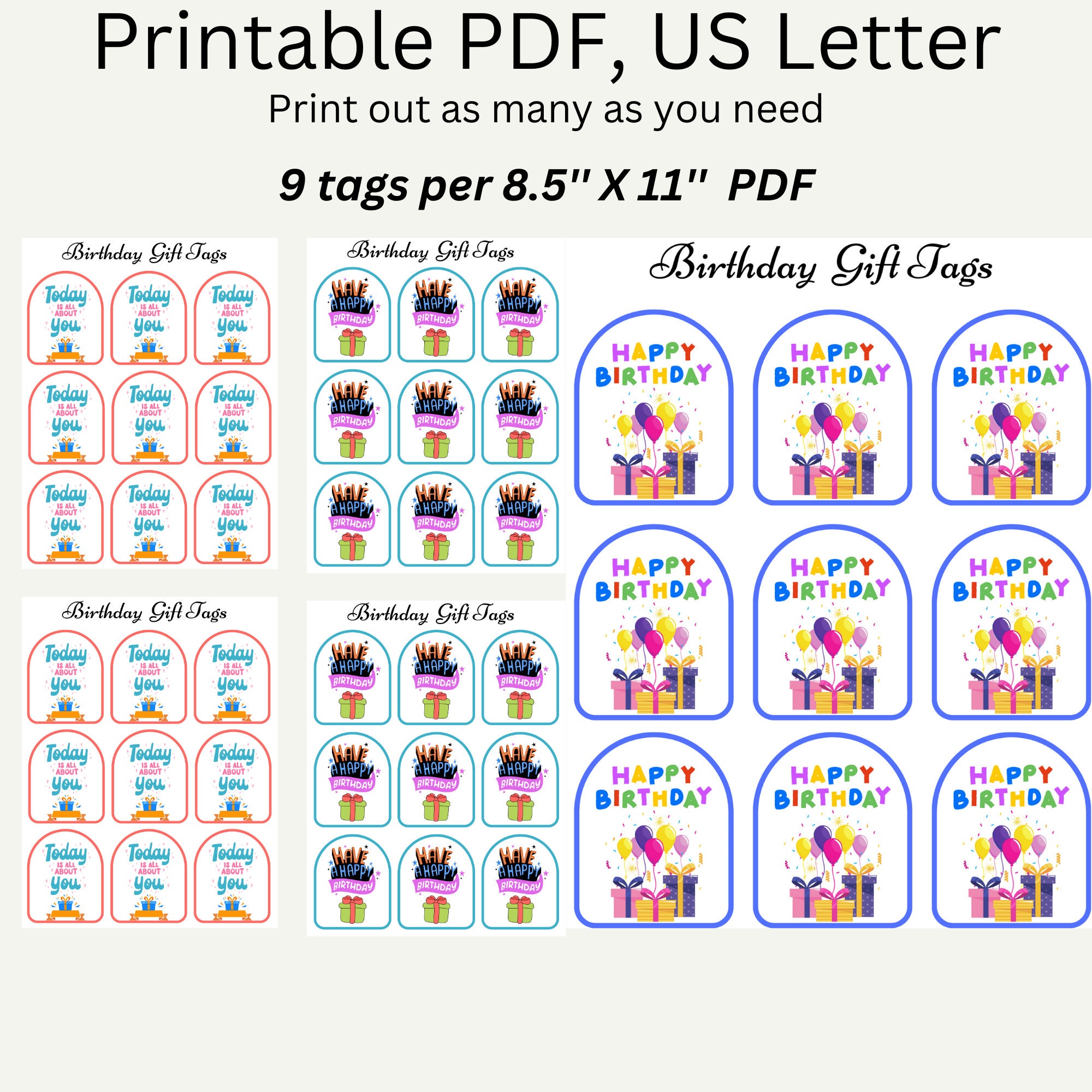 Happy Birthday Gift Tags, Celebrate in Style, Printable Gift Tags ...