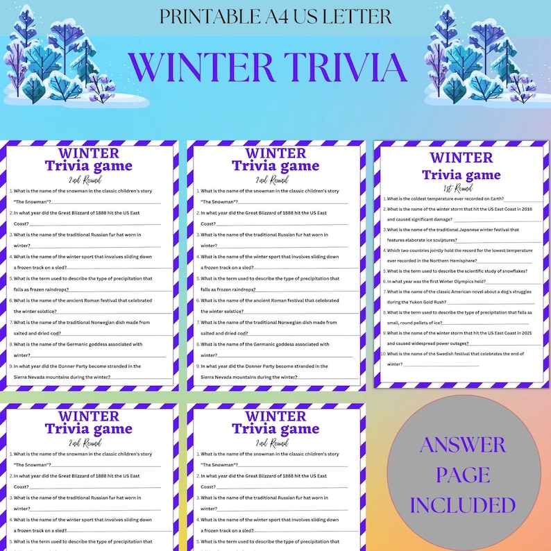 Winter Wonderland Trivia: the Ultimate Seasonal Game , Fun Winter ...