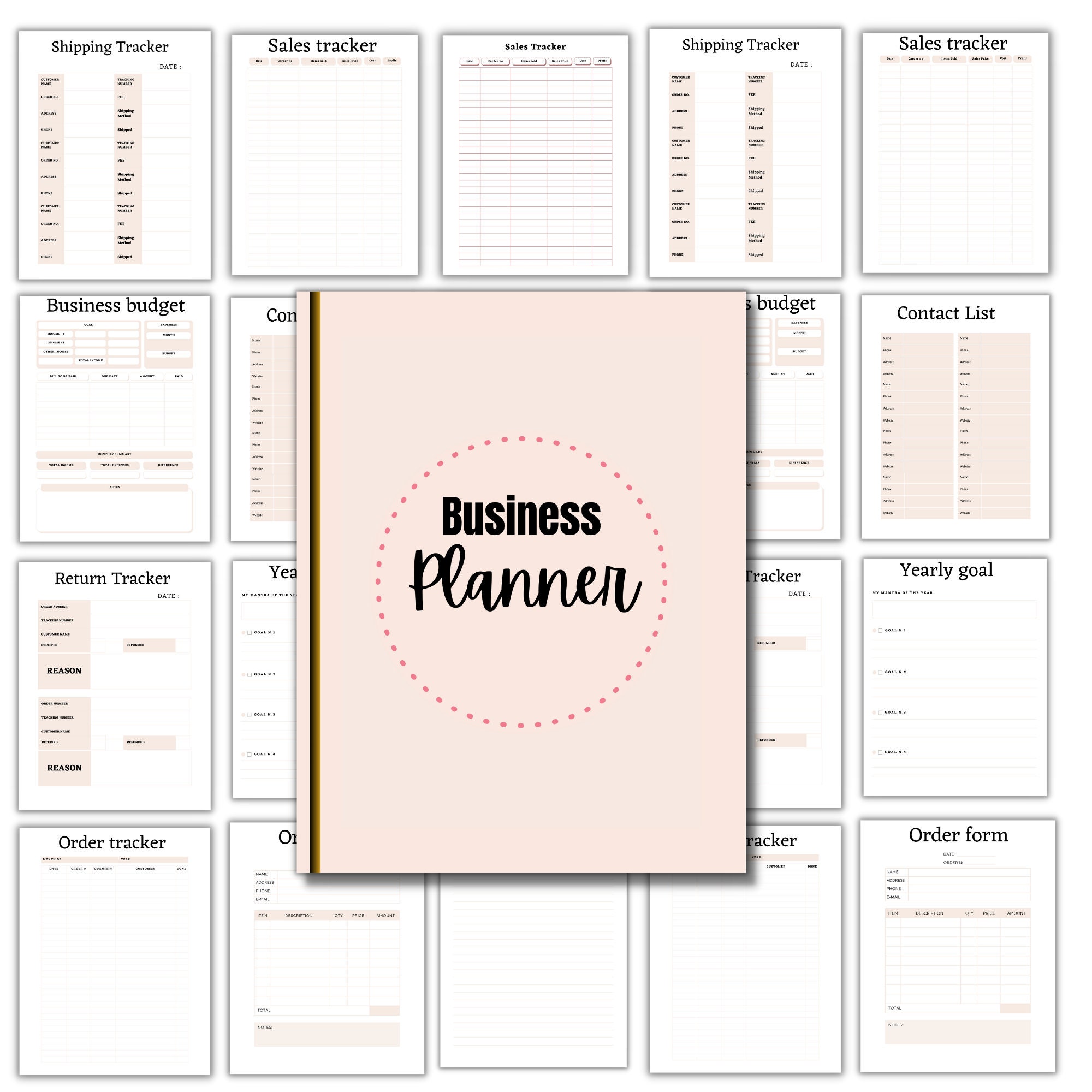 Printable Business Planner, Financial Tracker, Minimalist Editable ...