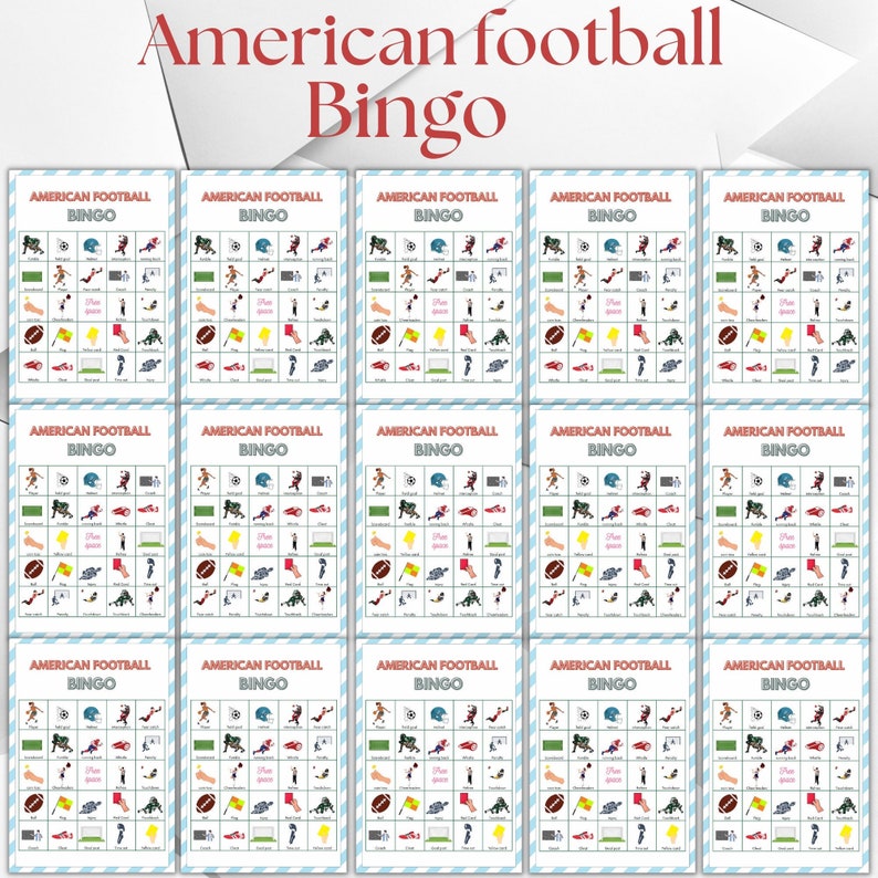 American Football Bingo, Superbowl Bingo, Football Game, Instant ...