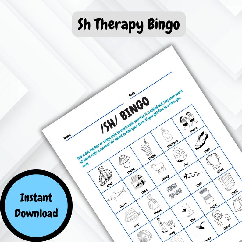 Speech Therapy Game for Kids | Sh Therapy Bingo | Sh Speech Therapy ...