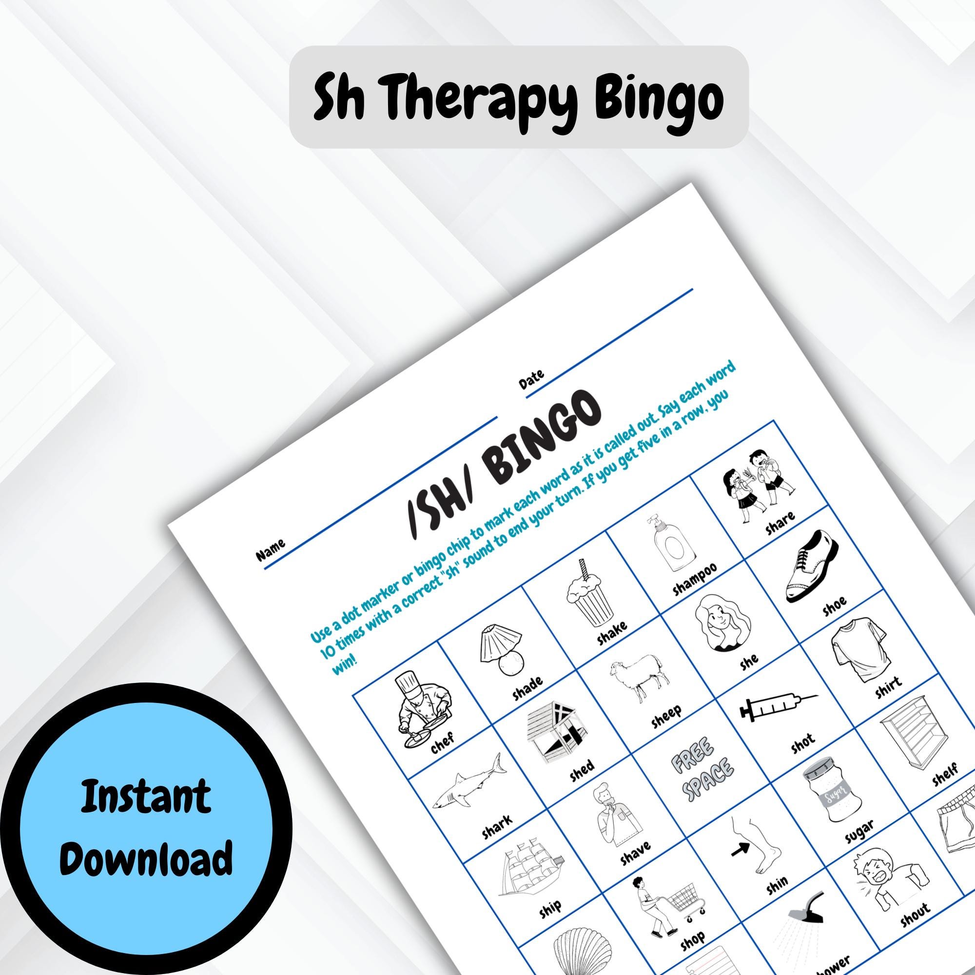 Speech Therapy Game for Kids | Sh Therapy Bingo | Sh Speech Therapy ...