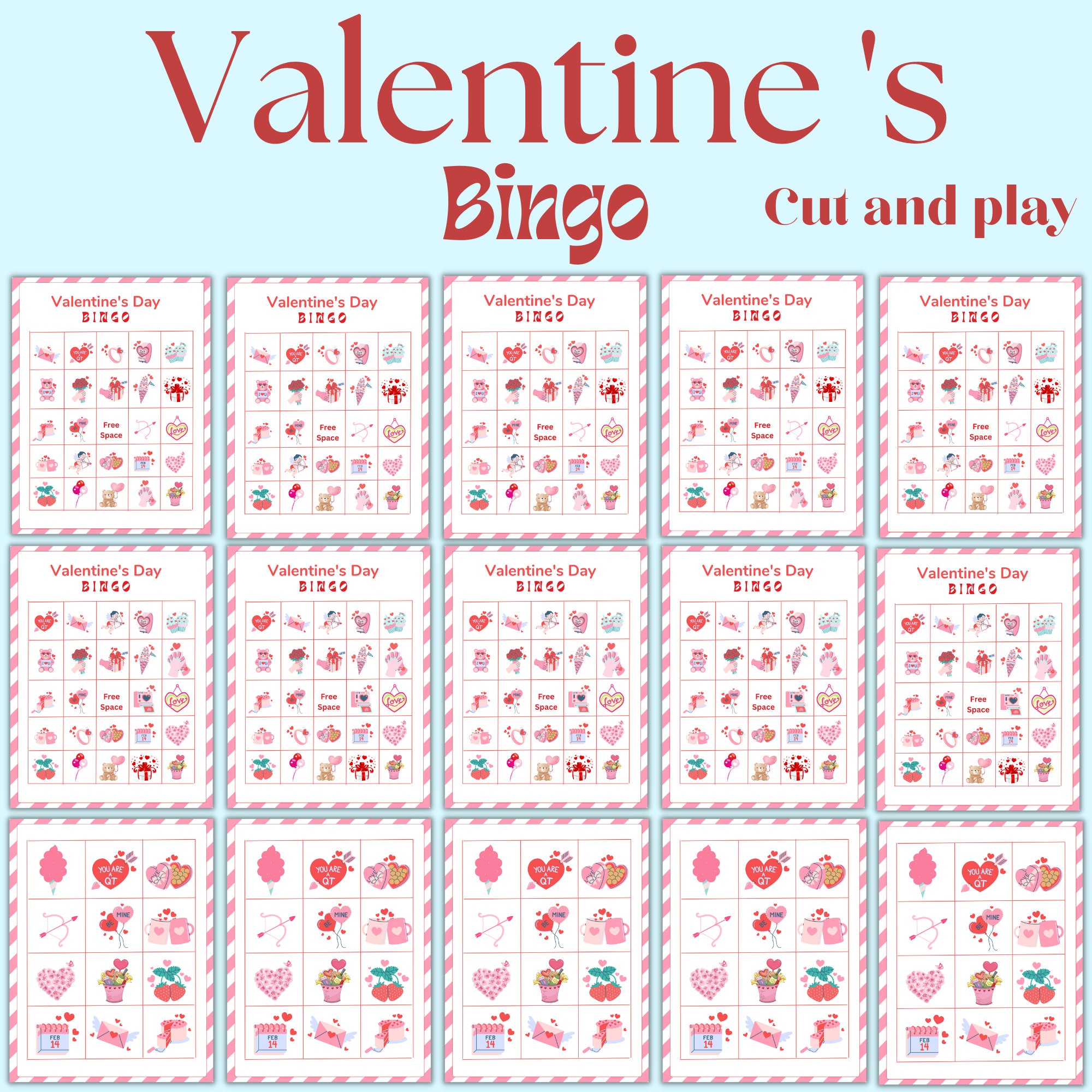 Valentines Day Bingo Game Valentines Day Bingo Valentines Day Activity ...
