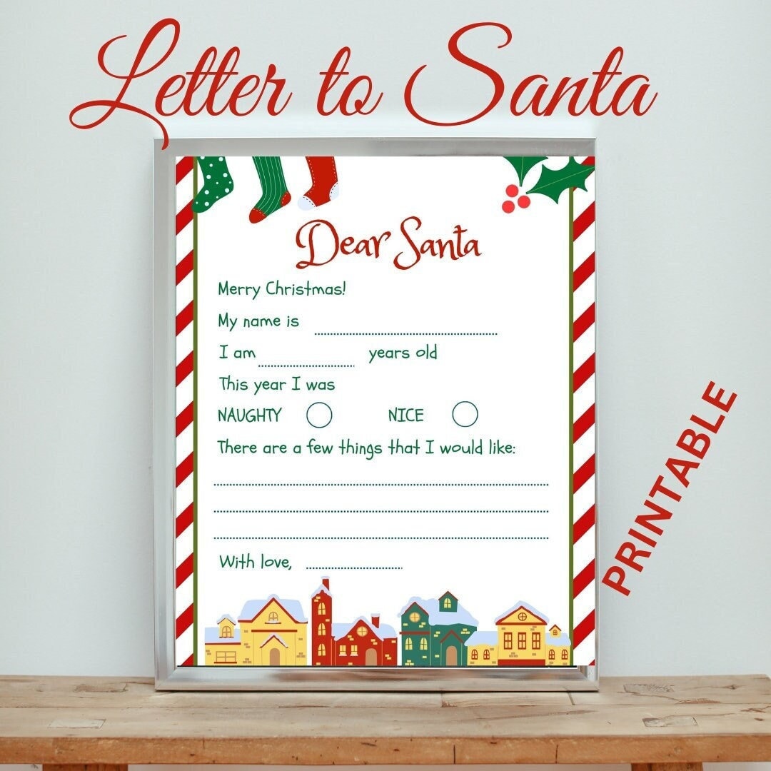 Letter to Santa PRINTABLE / Kids Letter to Santa / Santa Letter ...
