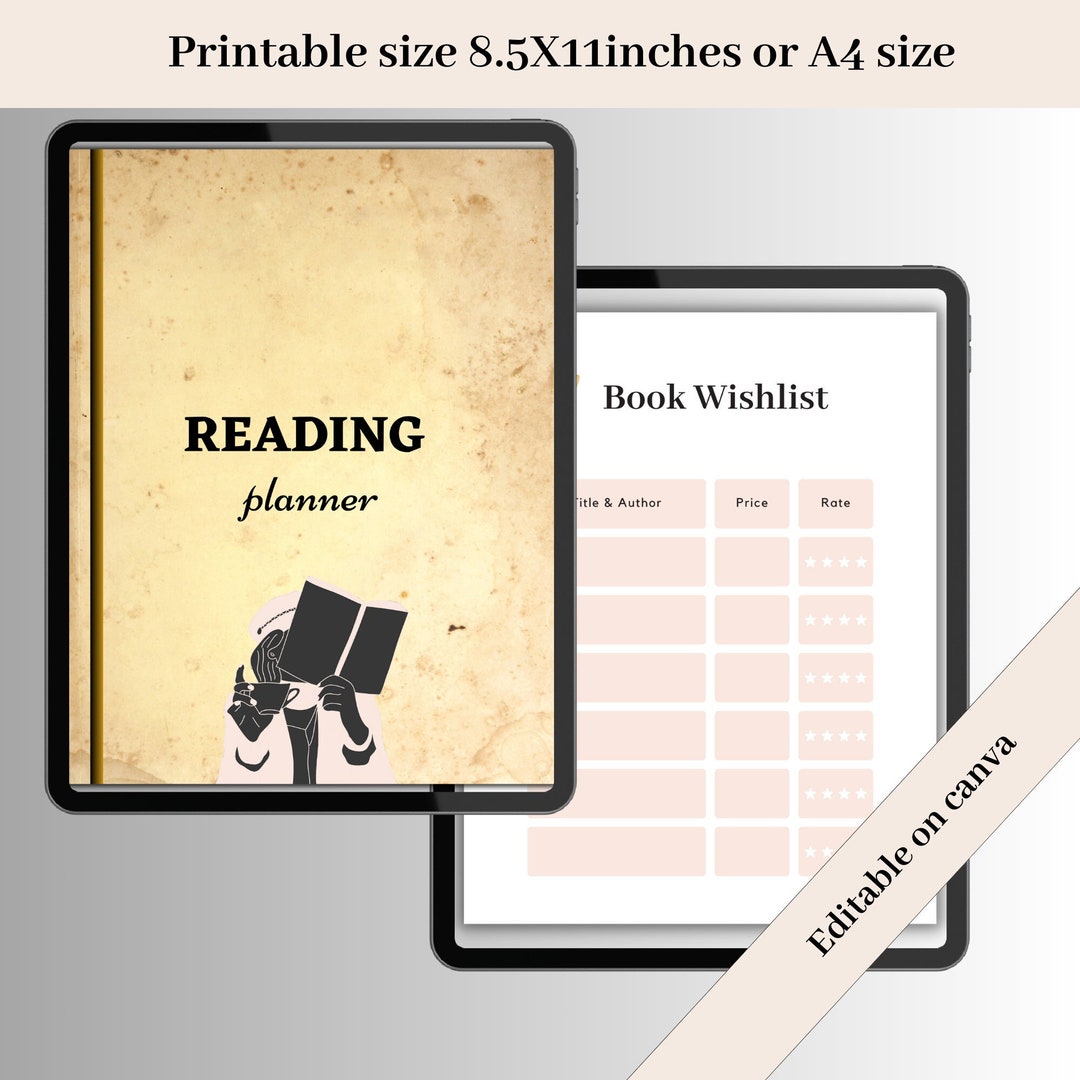 Printable Book Reading Planner | Tracker & Wishlist (digital Download ...