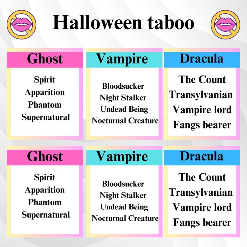 Halloween Taboo Game Printable | Fun Halloween Party Game | Taboo Game ...