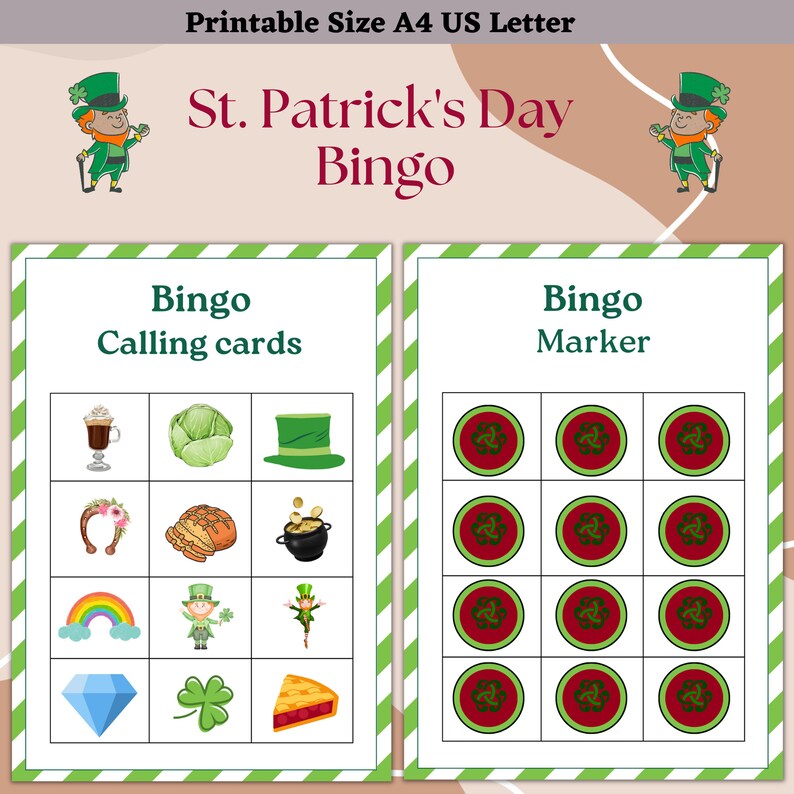 St. Patrick's Day Bingo Printable Game Fun Irish Themed - Etsy