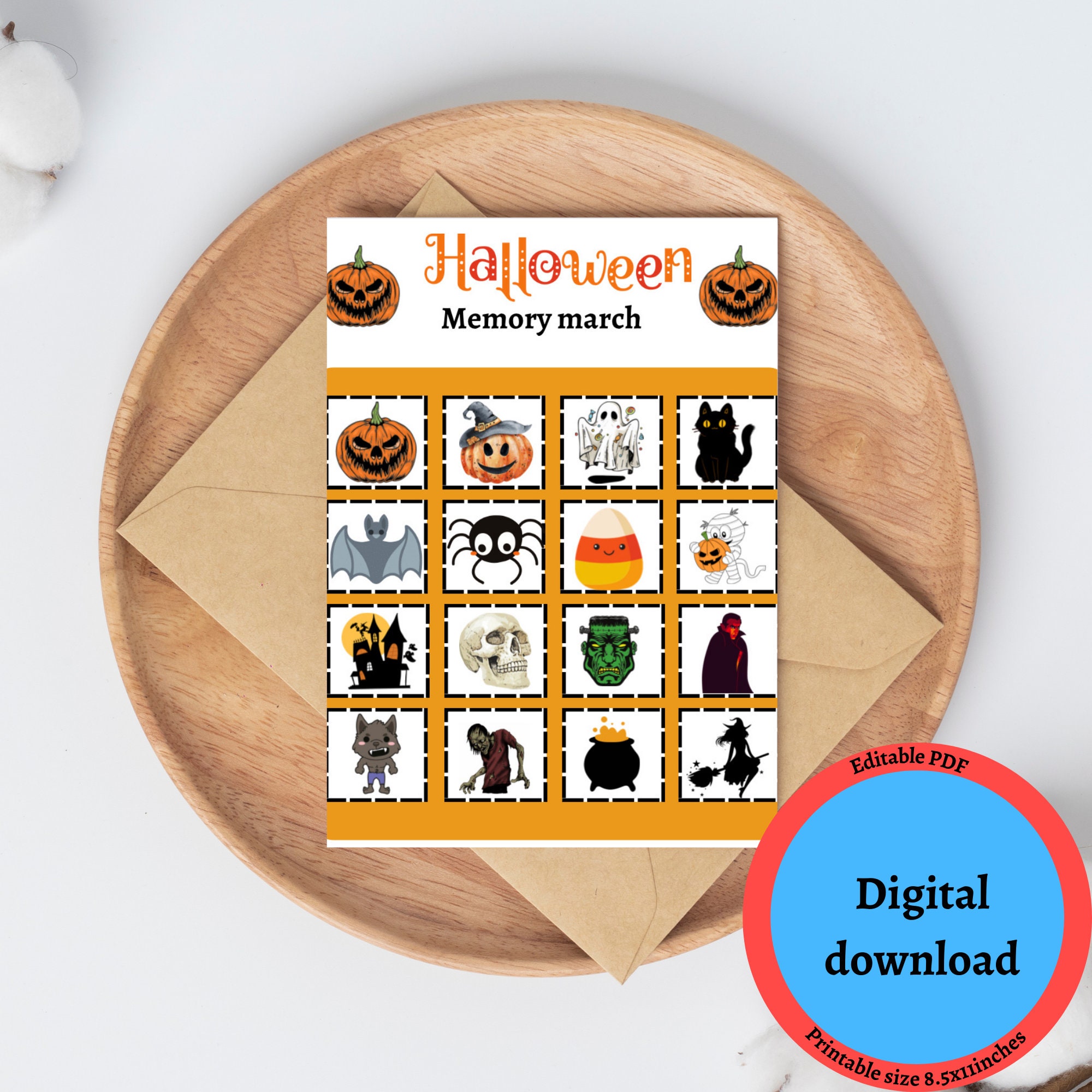 Halloween Memory Match Game - Printable Digital Download for ...