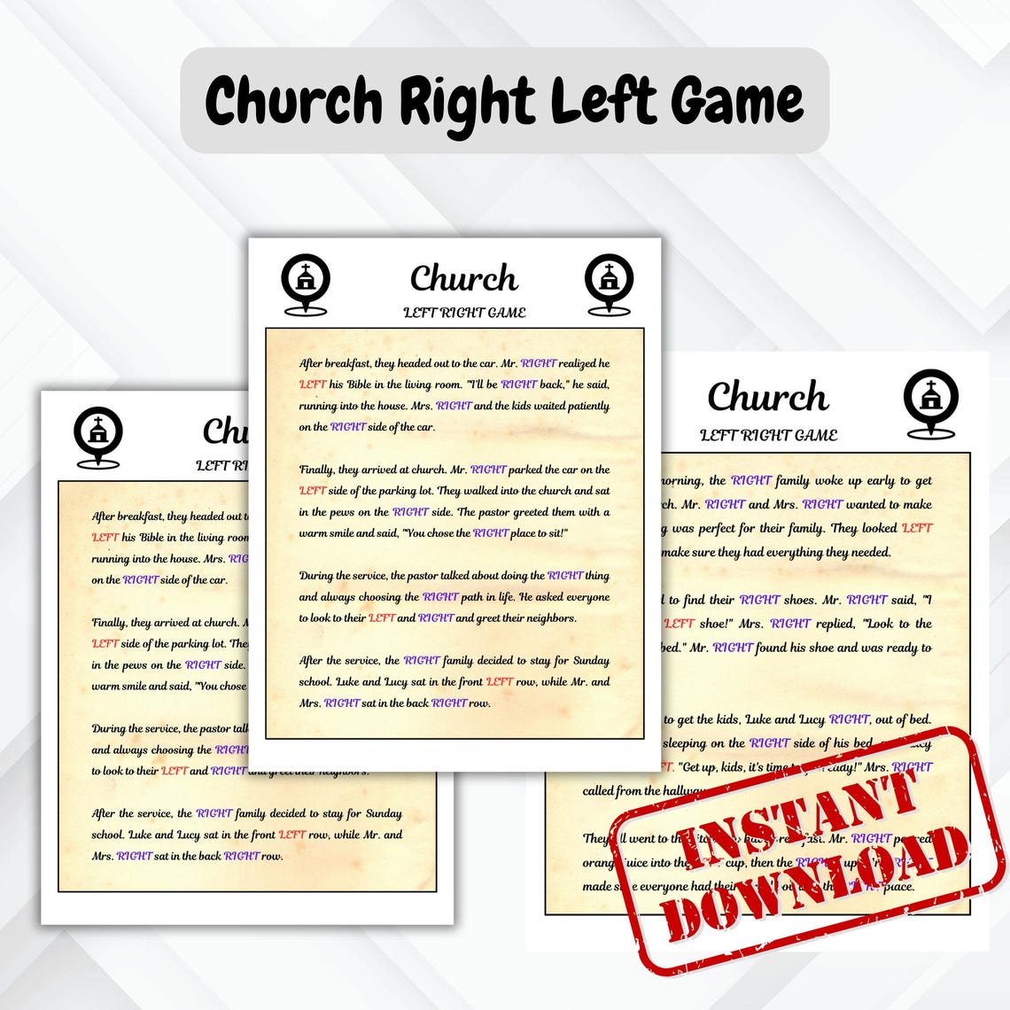 Church Left Right Game | Christian Group Activity (digital Download) - Etsy