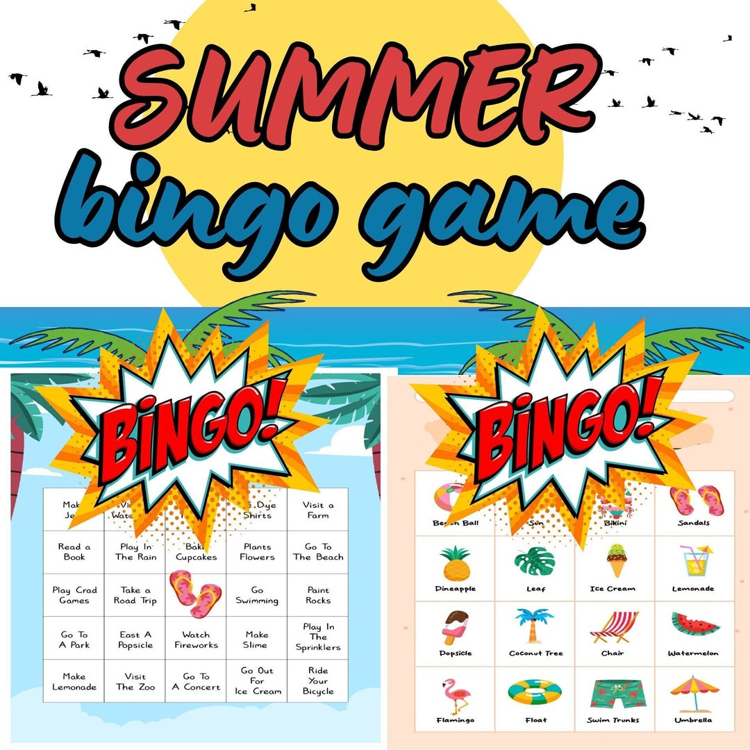 Summer Bingo,summer Bingo Cards Printable, Fun Summer Games Kids ...
