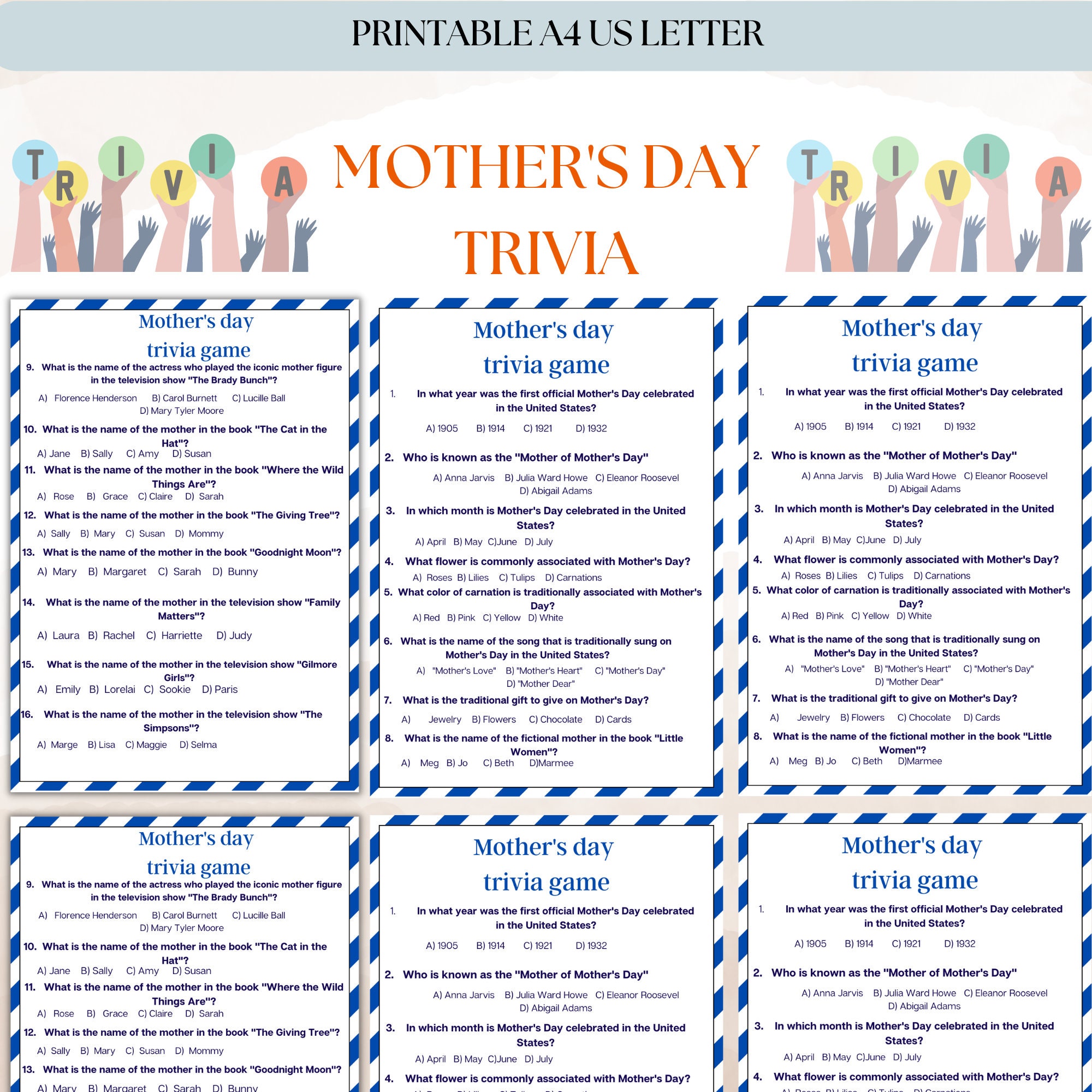 Mother's Day Trivia, Printable Mothers Day Games for Kids and Adults ...