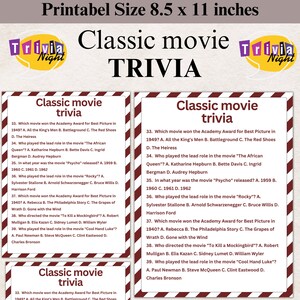Classic Movie Trivia, Printable Classic Movie Trivia, Classic Movie ...