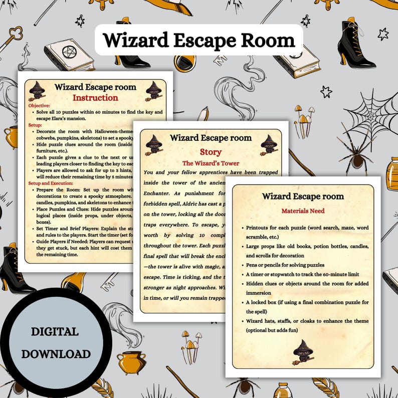 Wizard Escape Room Game | DIY Printable Puzzle Kit (digital Download) - Etsy