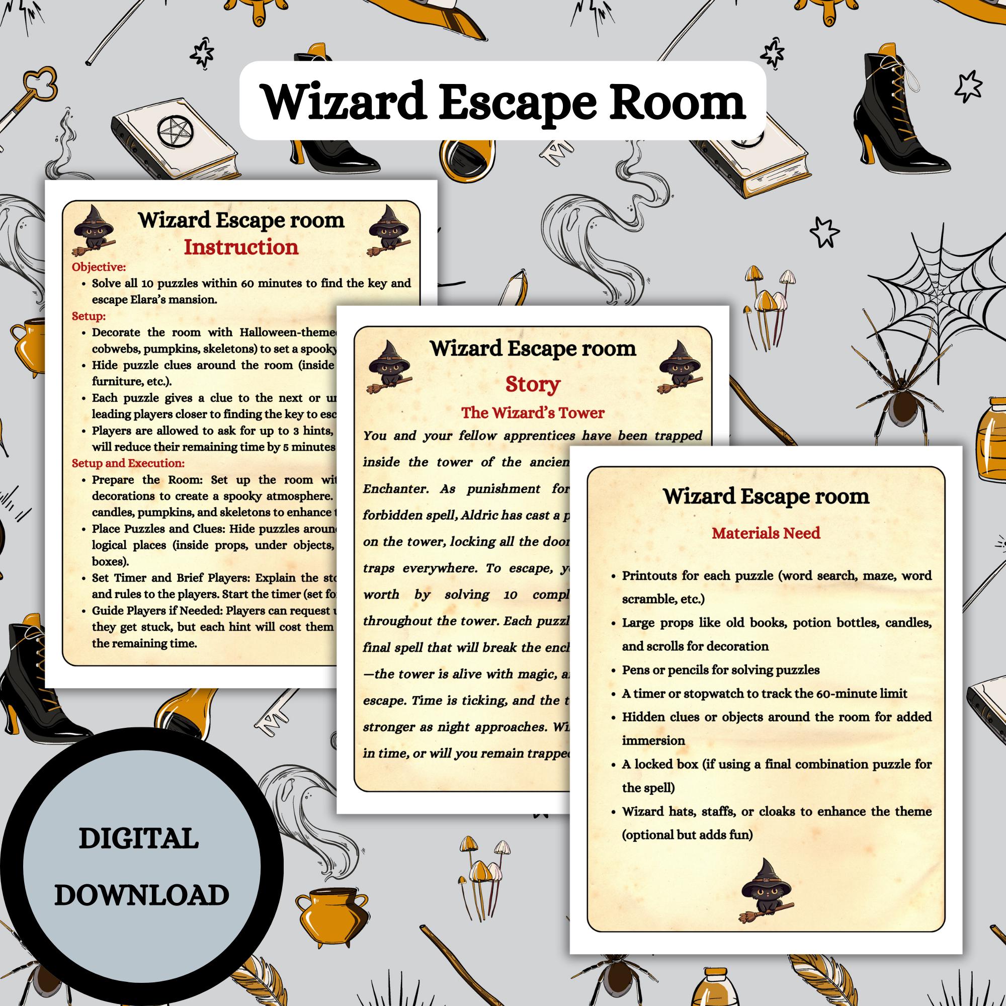 Wizard Escape Room Game | Magical Adventure Puzzle Kit | Printable DIY ...