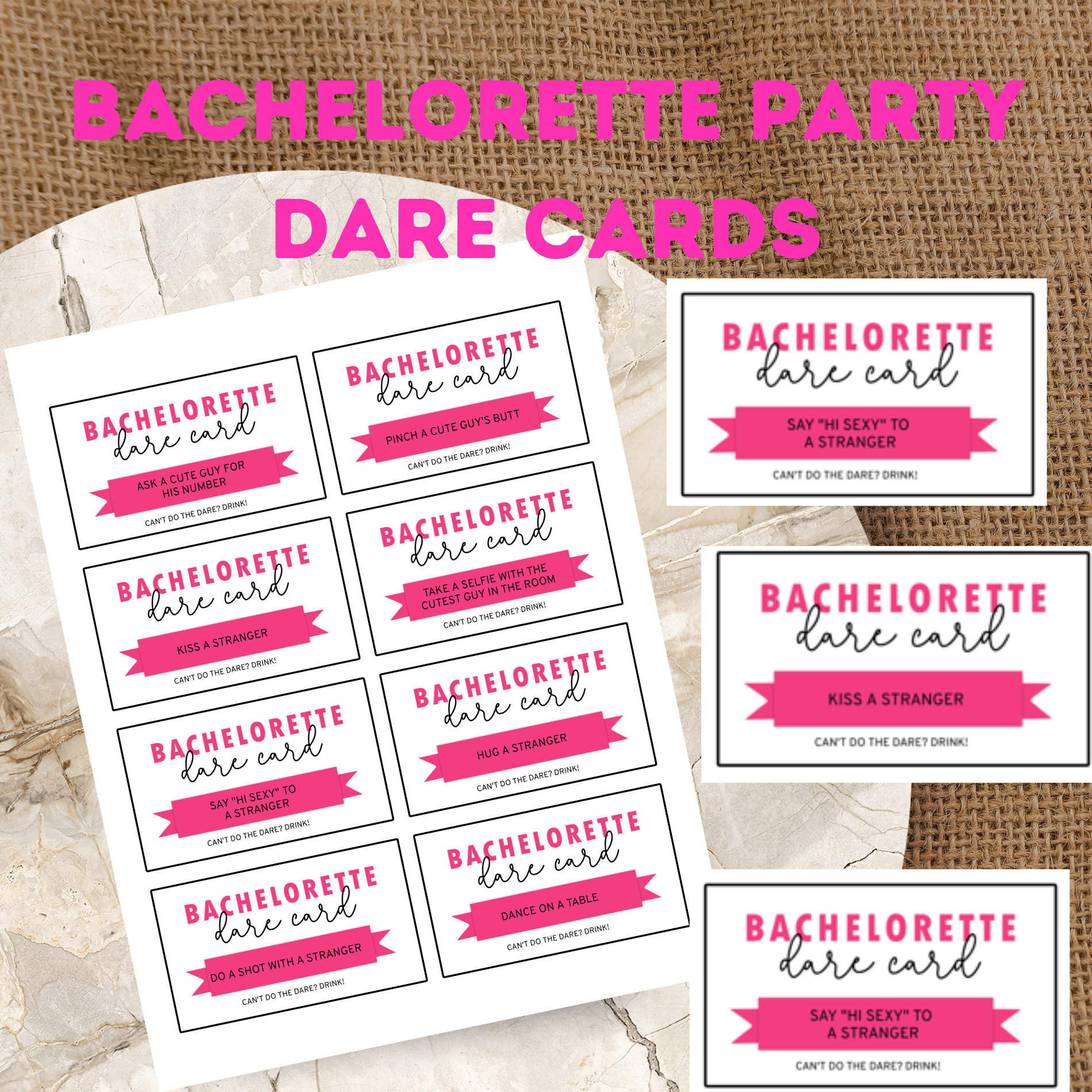 Bachelorette Dare Cards - Bachelorette Party Game - Editable ...