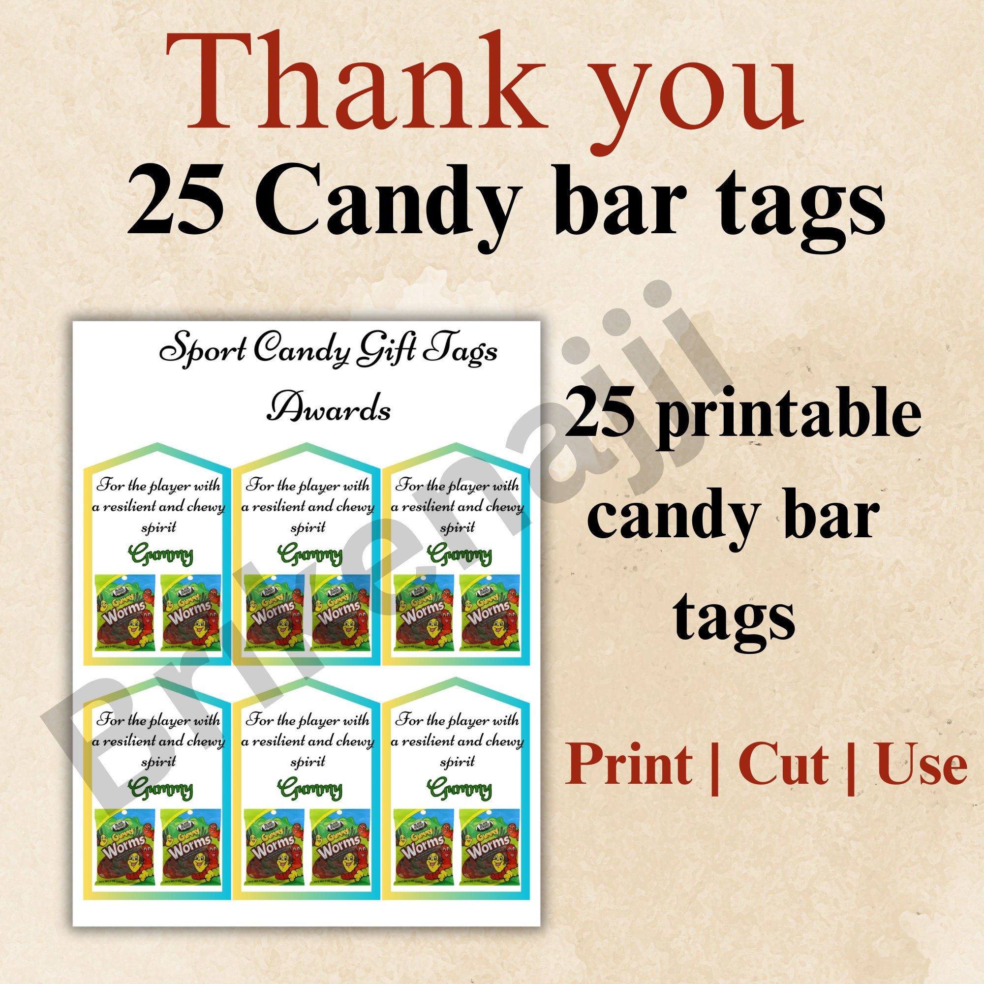 25 Thank You Candy Bar Tags, Gratitude in Every Bite Printable Thank ...