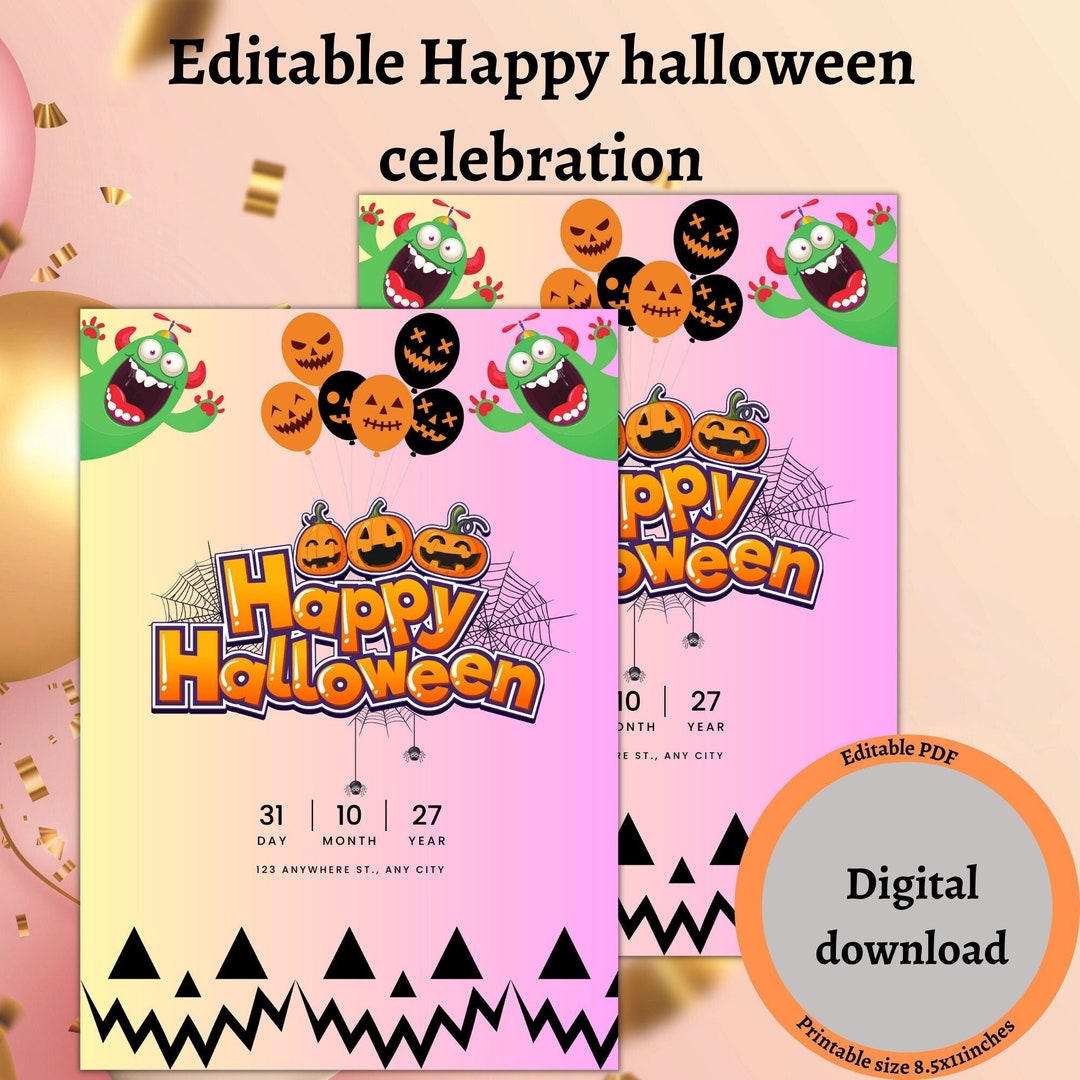 Editable Happy Halloween Party Welcome Poster - Instant Download ...