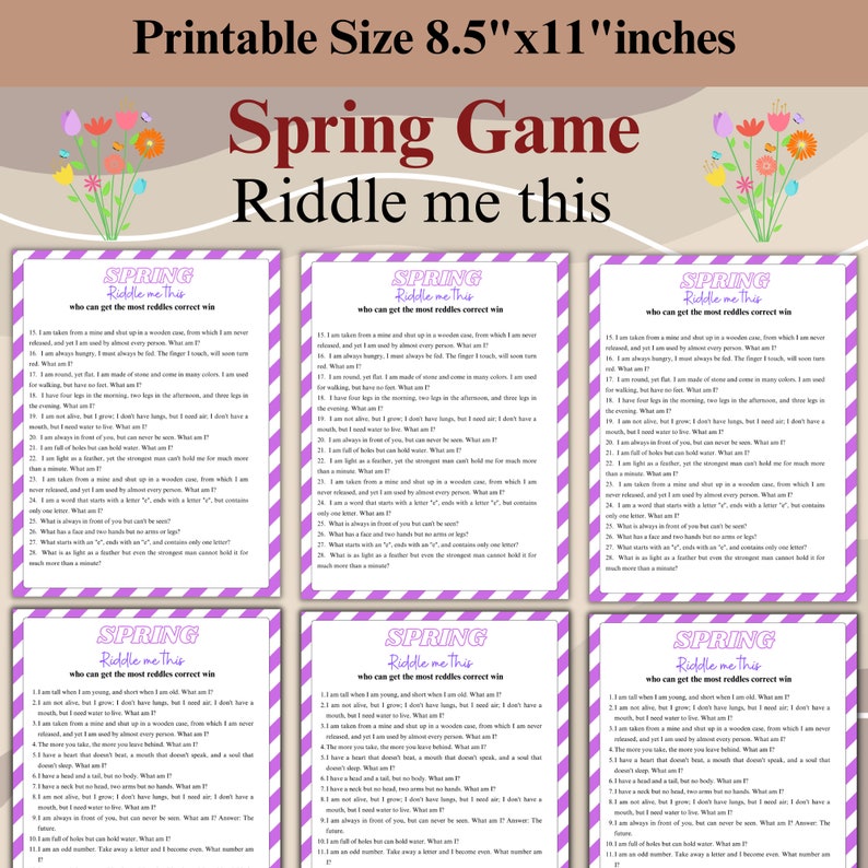 Spring Riddle Me This Game, Printable Spring Riddle Me This Game ...
