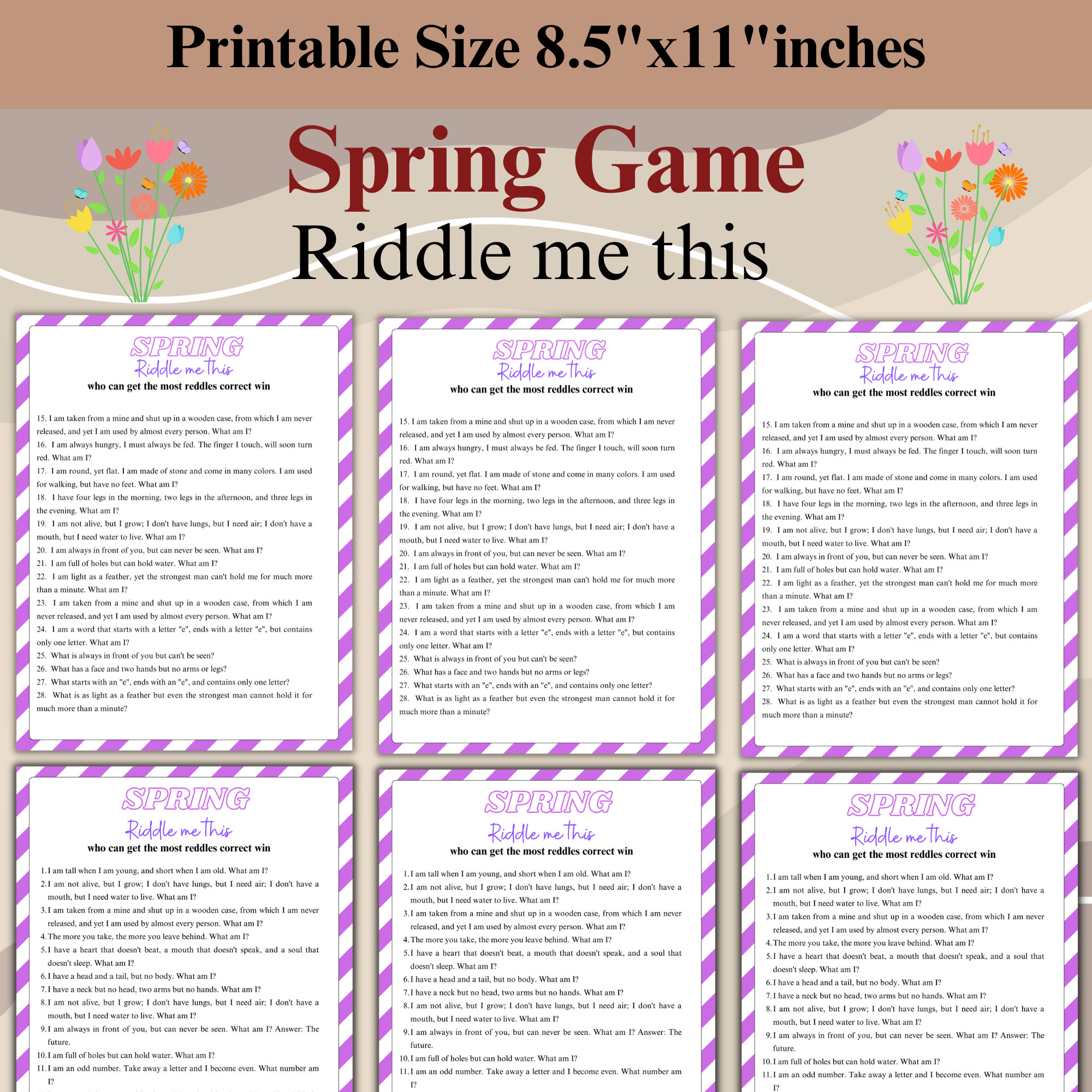Spring Riddle Me This Game, Printable Spring Riddle Me This Game ...