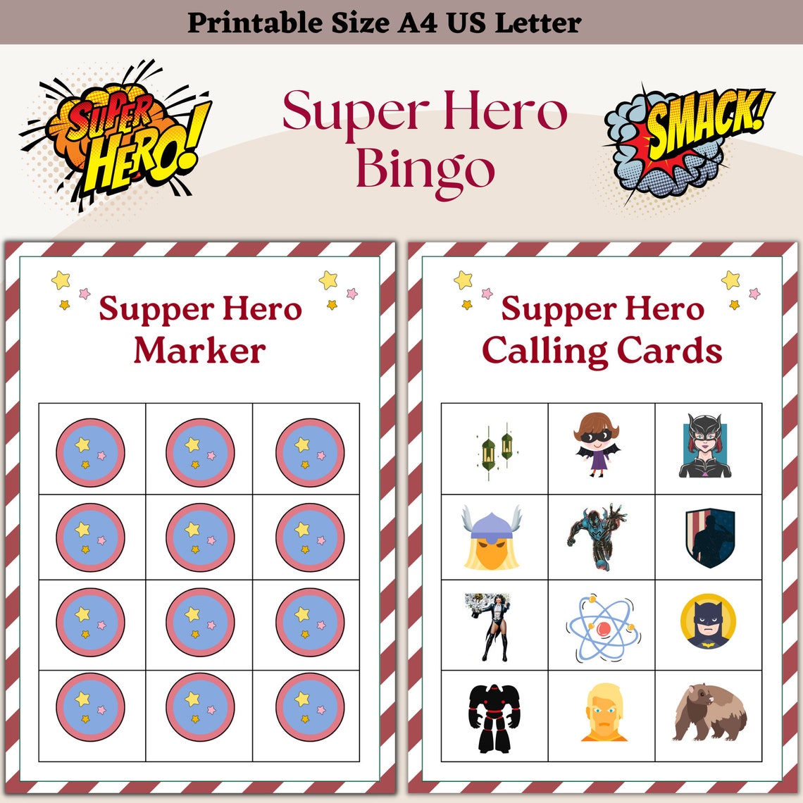 Superhero Bingo, Super Hero, Bingo Game. A Fun Twist on a Classic Game ...