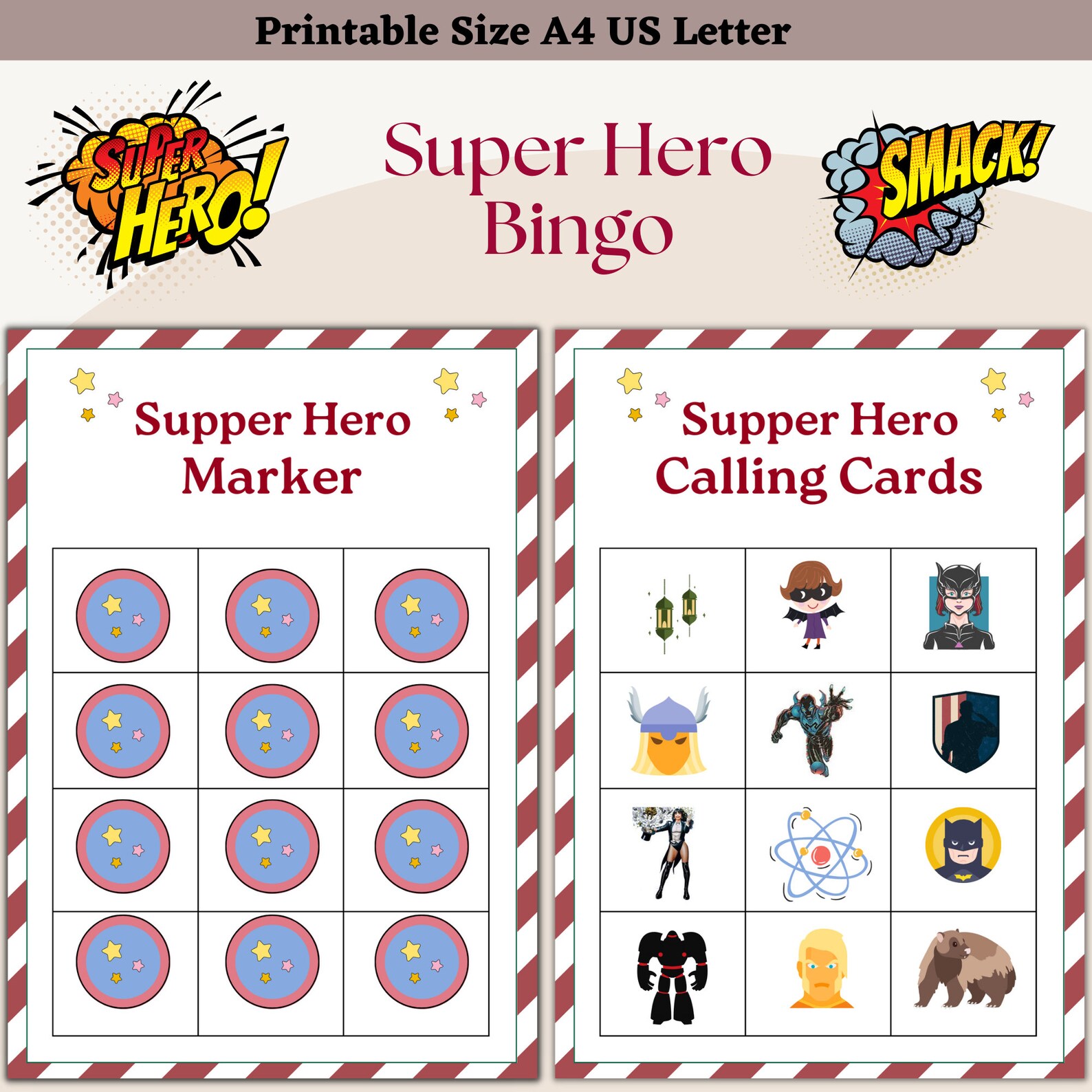 Superhero Bingo, Super Hero, Bingo Game. A Fun Twist on a Classic Game ...